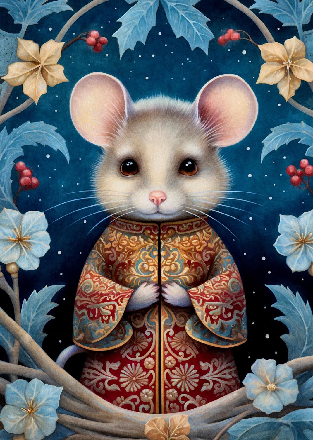 Woodland Folk Art Cute Mouse Birthday Card - Large A5 : Amazon.co.uk ...