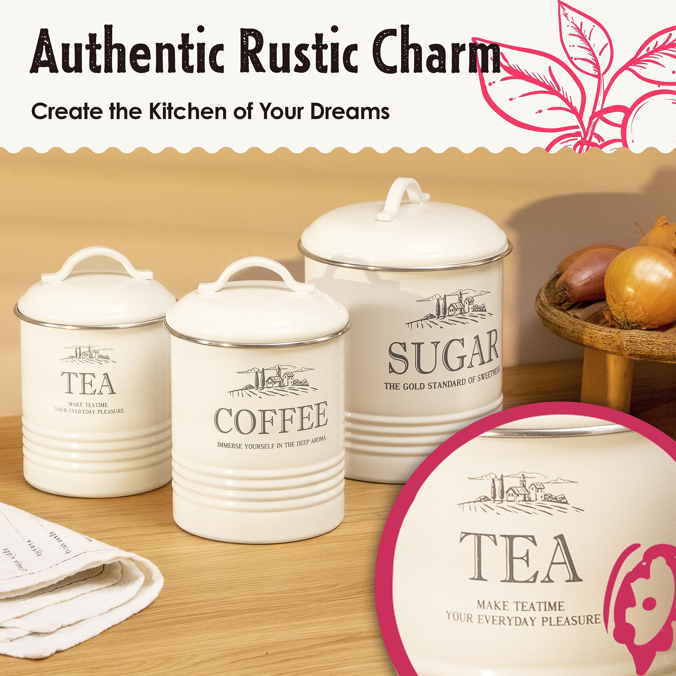 Snapklik.com : Noonberry Kitchen Canisters For Countertop - Set Of 3 ...