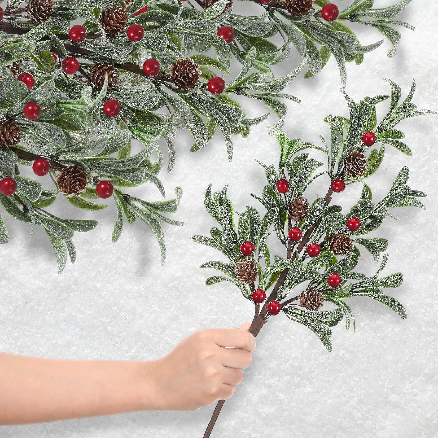 Amazon.com: 6 Pcs Christmas Artificial Mistletoe Picks 17.3 Inch Fake ...