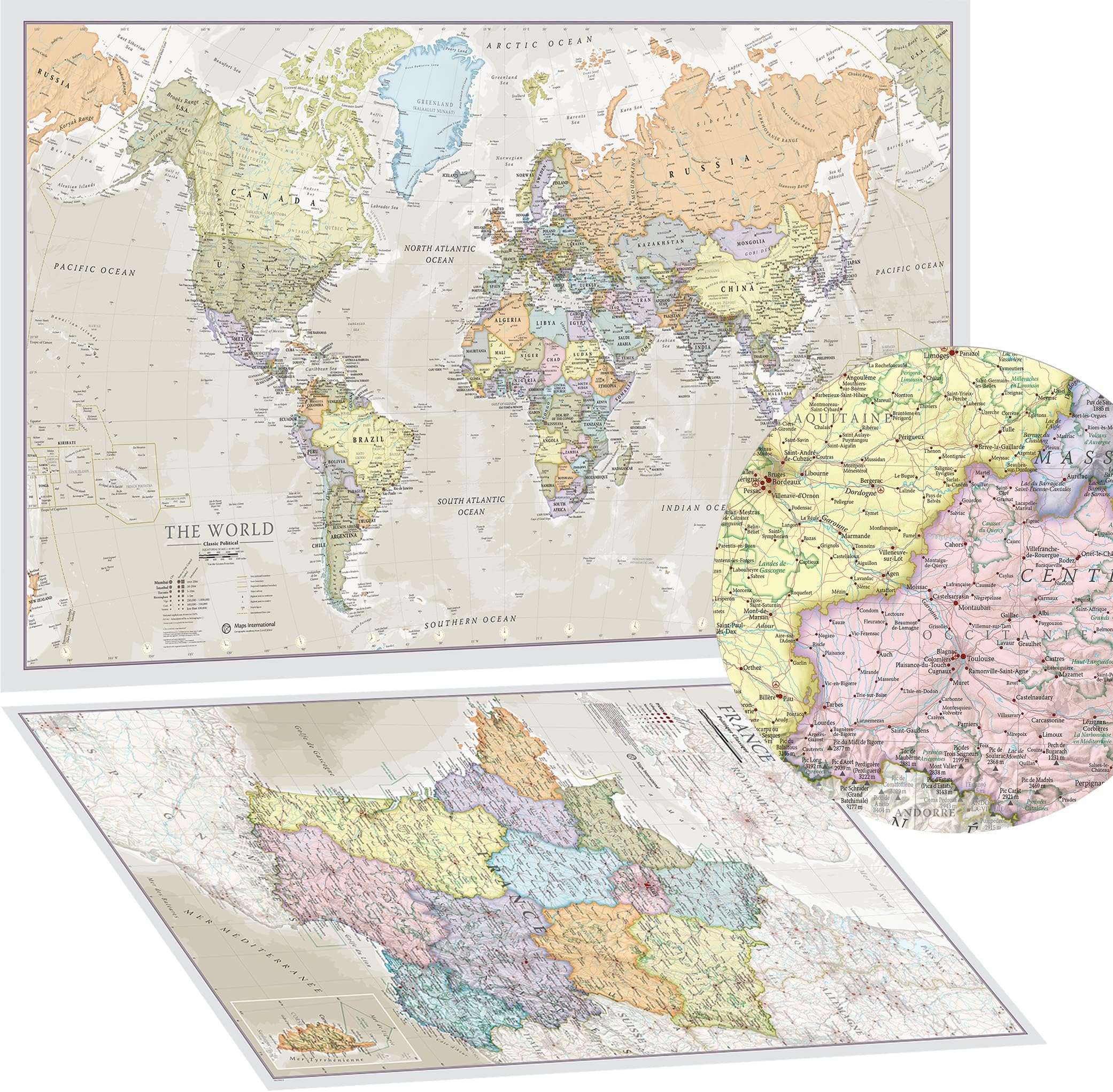 Maps International Carte du monde - 118.9cm (w) x 84.1cm (h) : Amazon ...