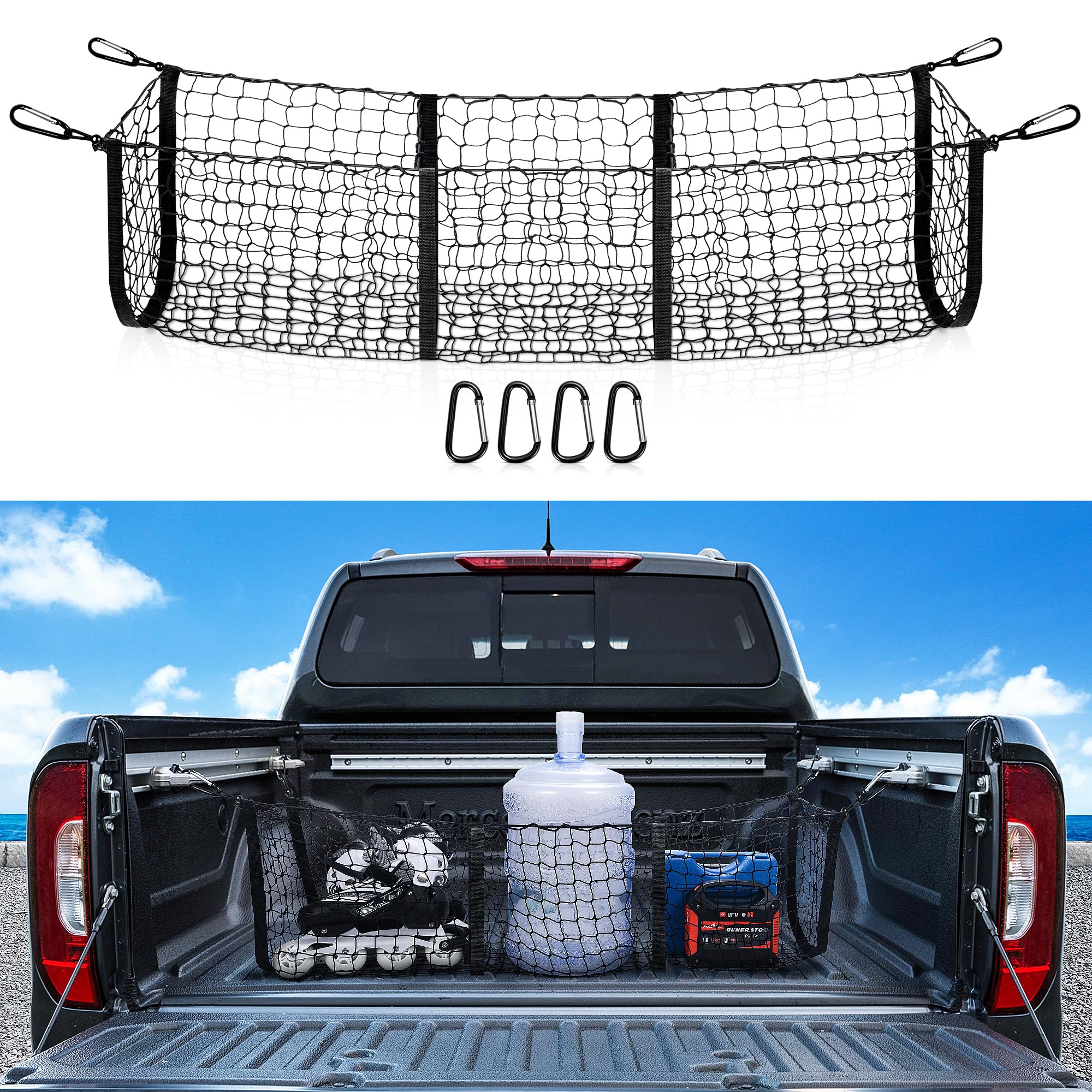 Snapklik.com : MICTUNING 3 Pocket Trunk Cargo Organizer Storage Net ...