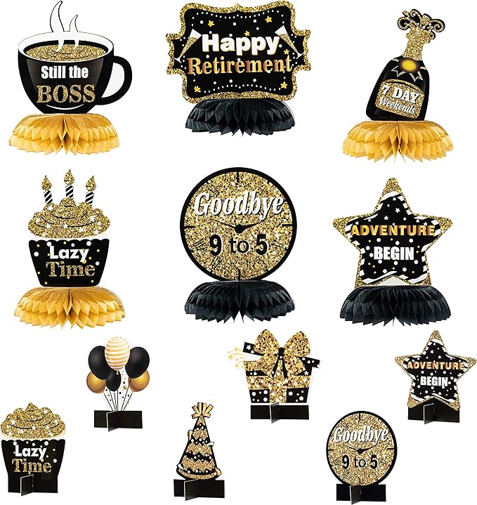 Amazon.com: WATINC 12Pcs Retirement Party Decorations Table Honeycomb ...