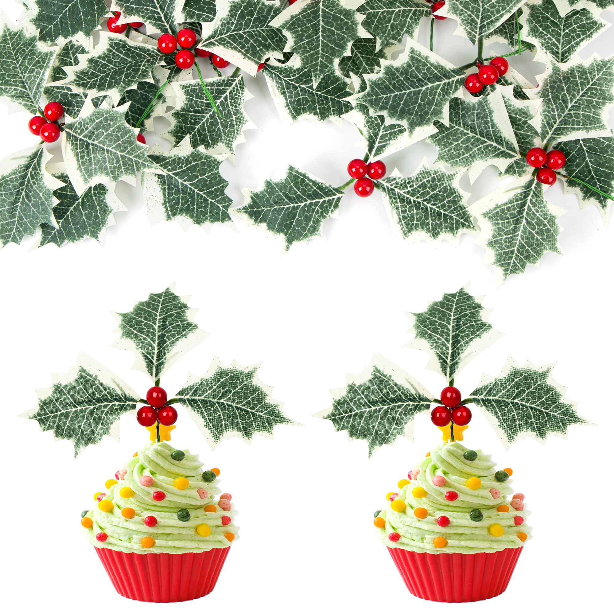Amazon.com: Gyufise 15Pcs Merry Christmas Cupcake Toppers 3D Christmas ...