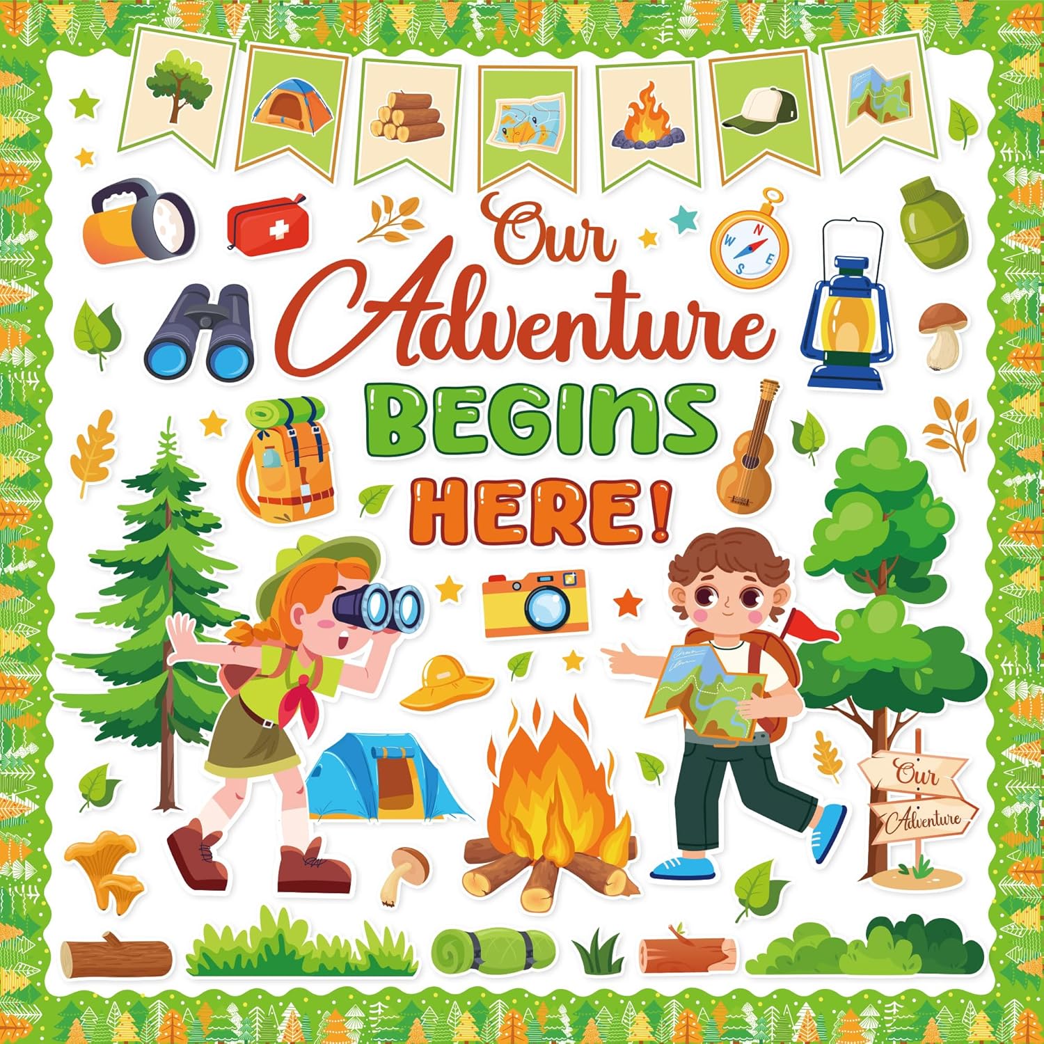 Amazon.com: 84Pcs Camping Bulletin Board Decorations Set, Camping ...