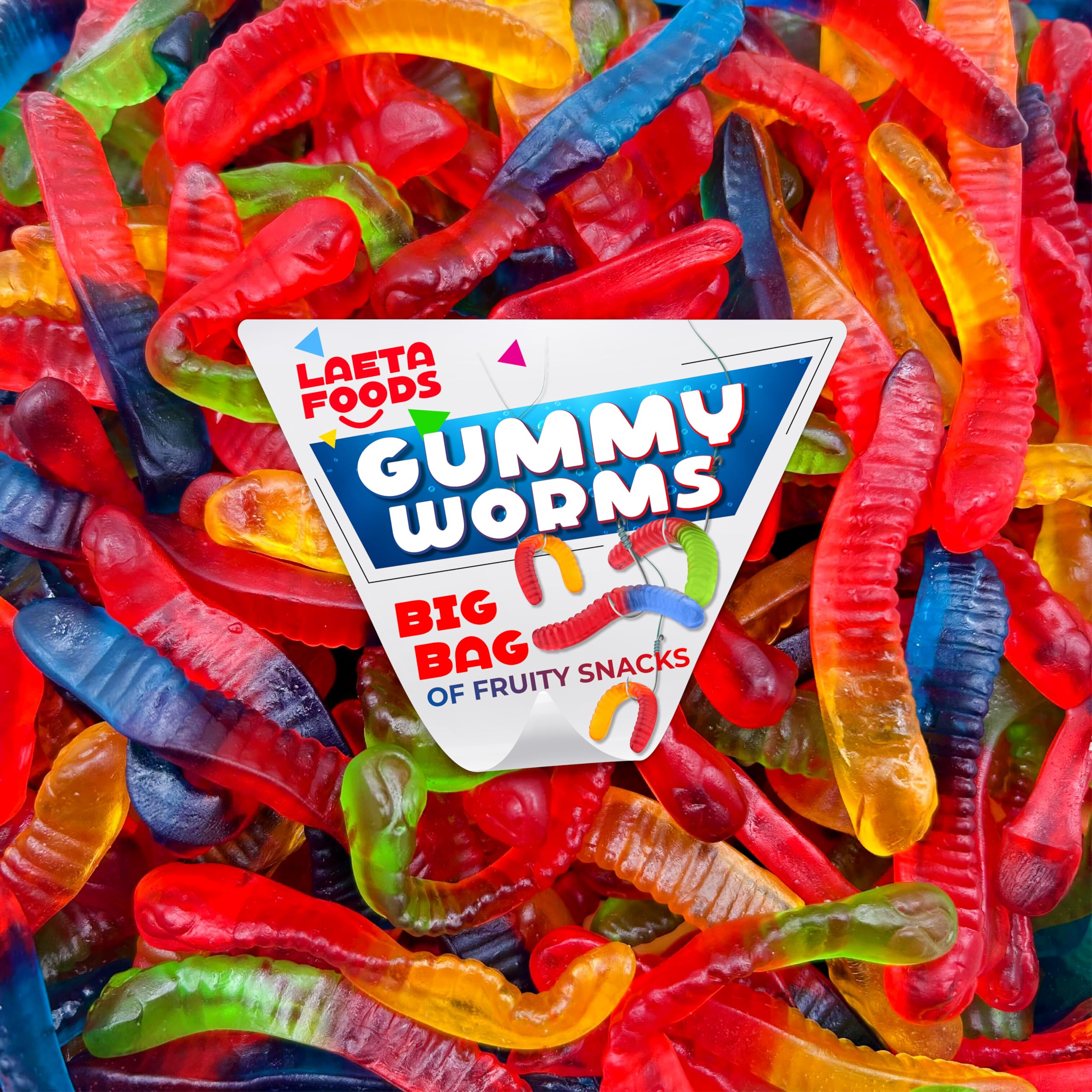 Amazon.com : Gummy Worms Candy, Assorted Fruit Flavored (1 Pound Bag ...