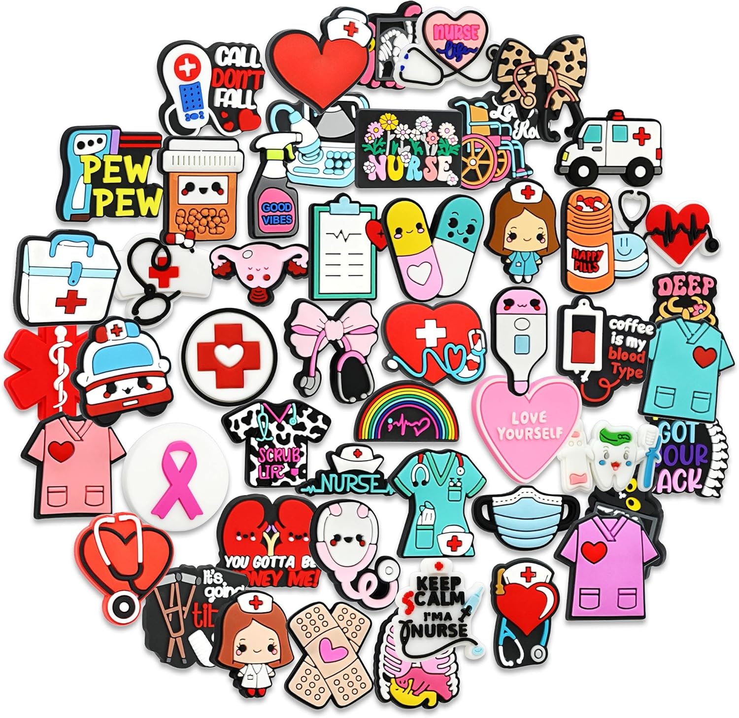 Amazon.com: Gibleitz Silicone Nurse Focal Beads Bulk 50PCS Different ...