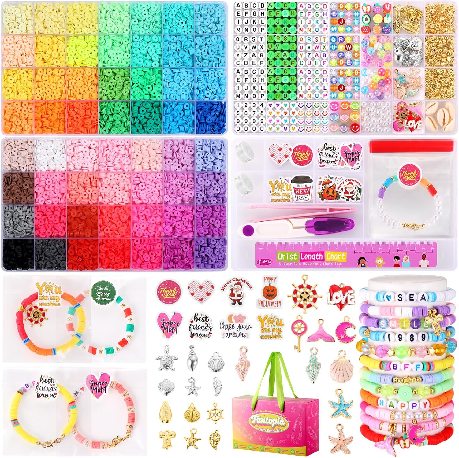 Amazon.com: Bracelet Making Kit for Girls, 11000pcs Clay Beads ...