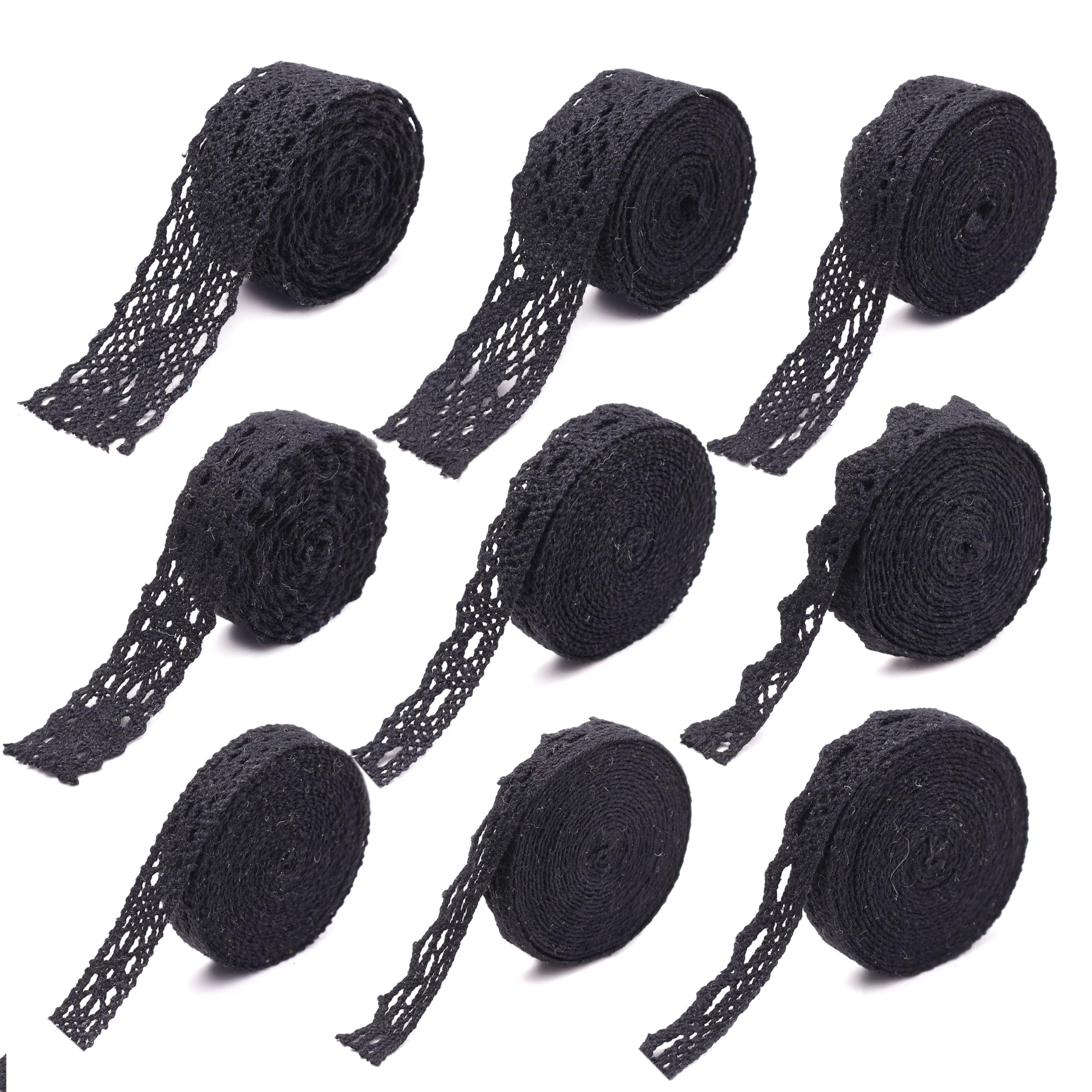 Amazon.com: Black Lace Ribbon 18 Yards Cotton Lace Trim Vintage Crochet ...