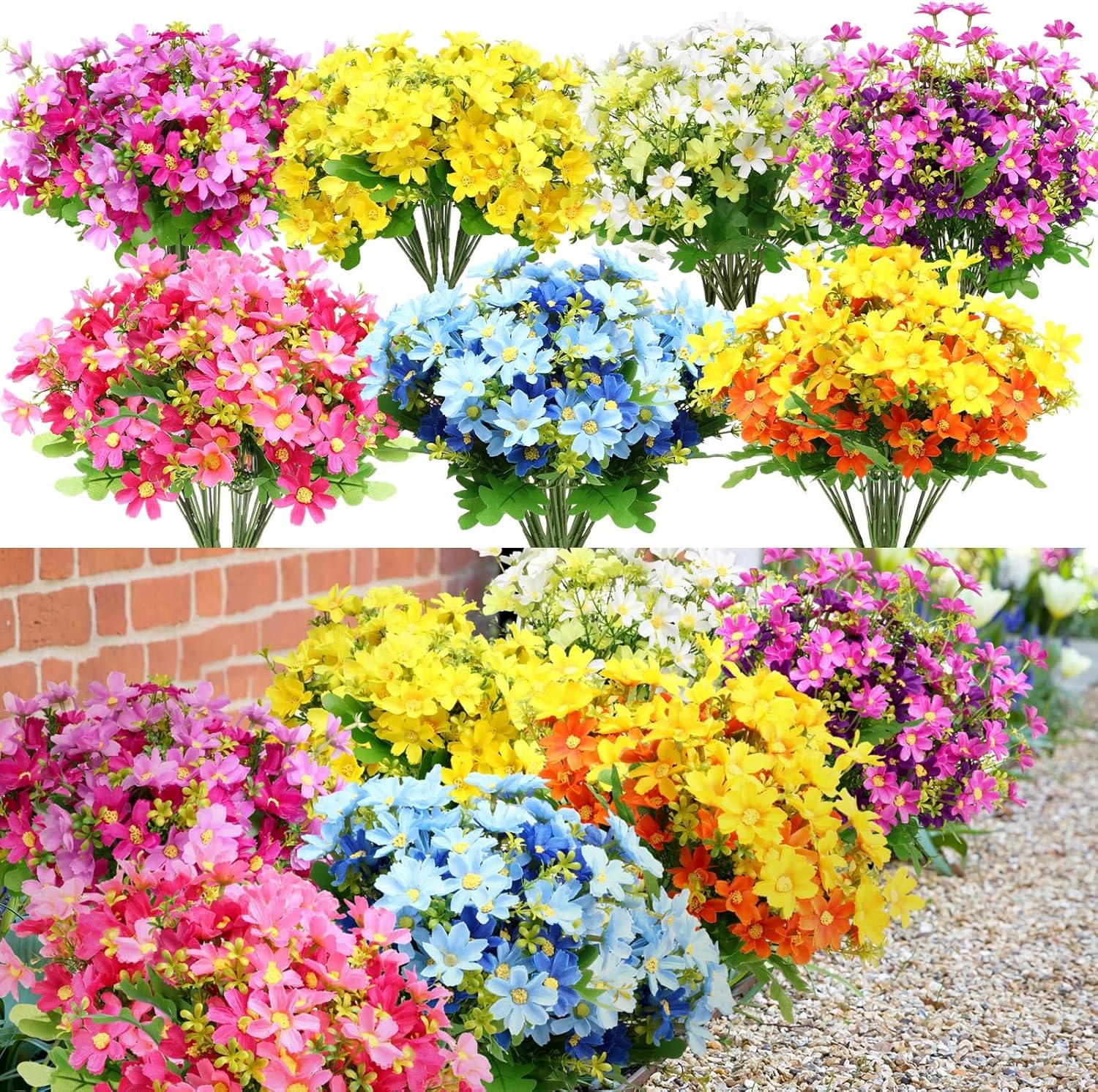 Amazon.com: Crowye Artificial Flowers Bulk for Outdoor Summer Spring ...