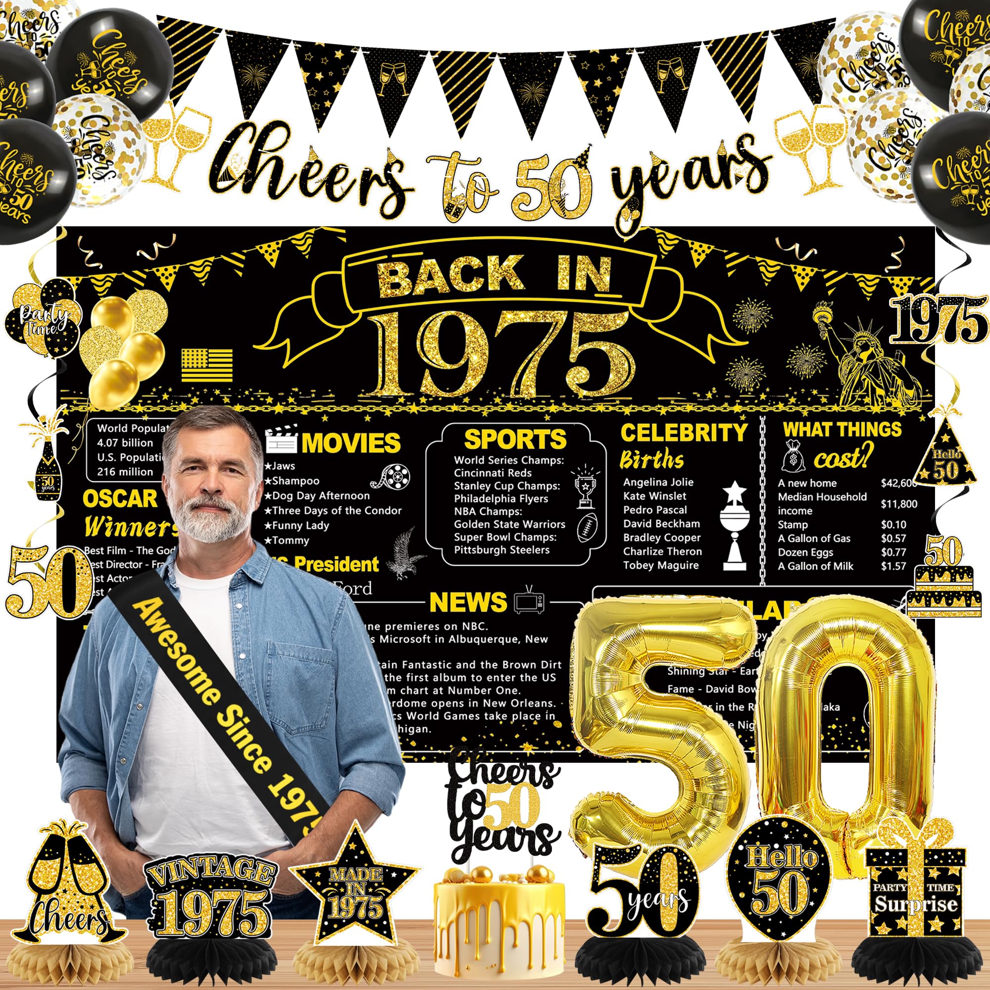 Amazon.com: DARUNAXY 50th Birthday Party Decorations for Men Women ...