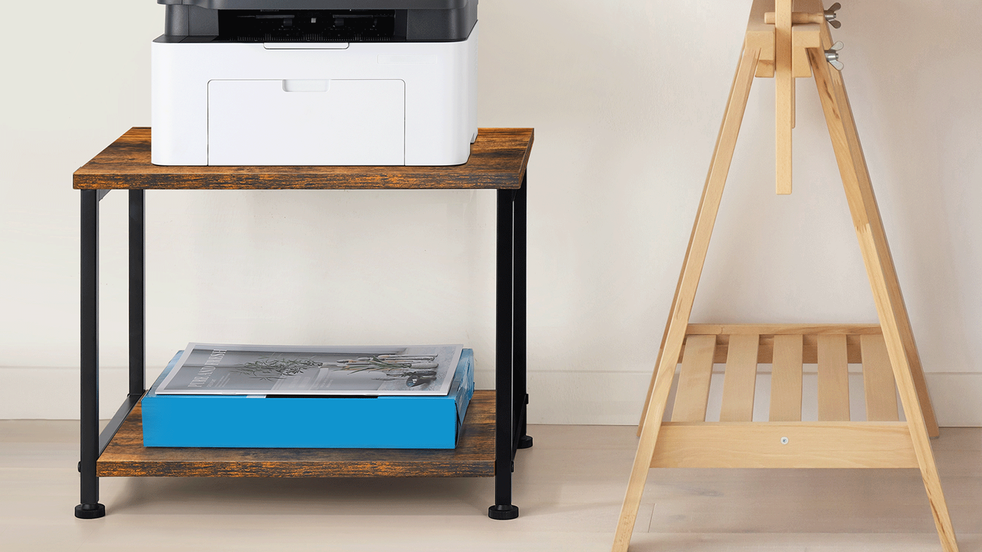 Watch Wood Rolling Cart Desktop Printer Stands on Wheels on Amazon Live