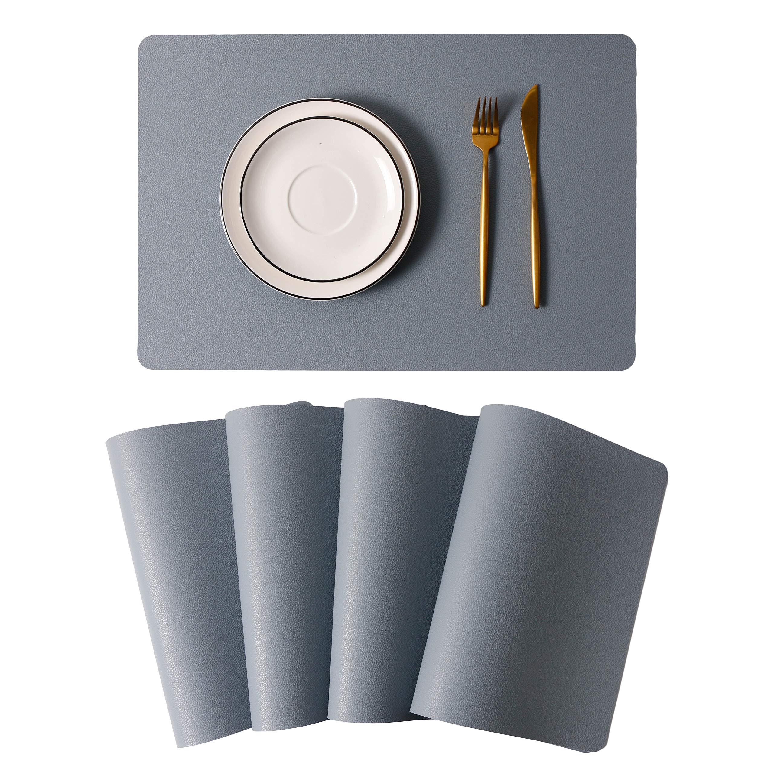 Amazon.com: Wipeable Placemats Leather Table Mats Waterproof Heat ...