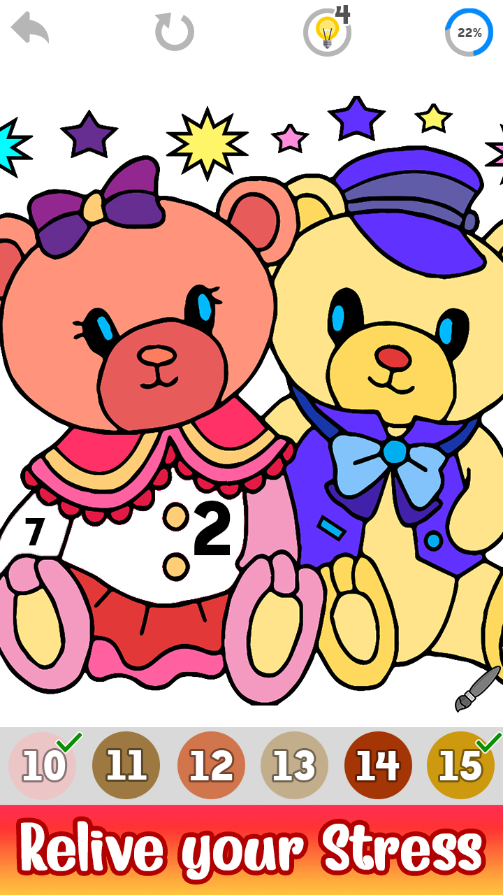 Teddy Bear Color by Number - Grownups Paint + Glitter + Crayon Coloring ...