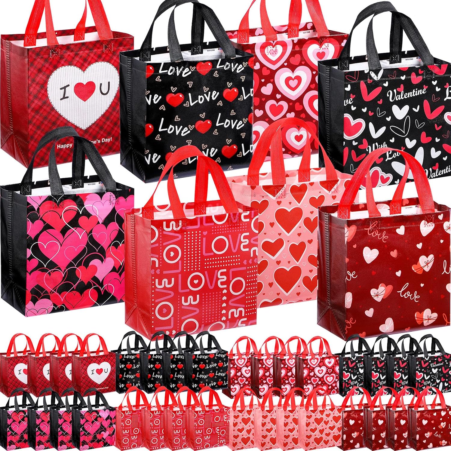 Amazon.com: Maxcheck 80 Pcs Mother's Day Heart Gift Bags Reusable Tote ...