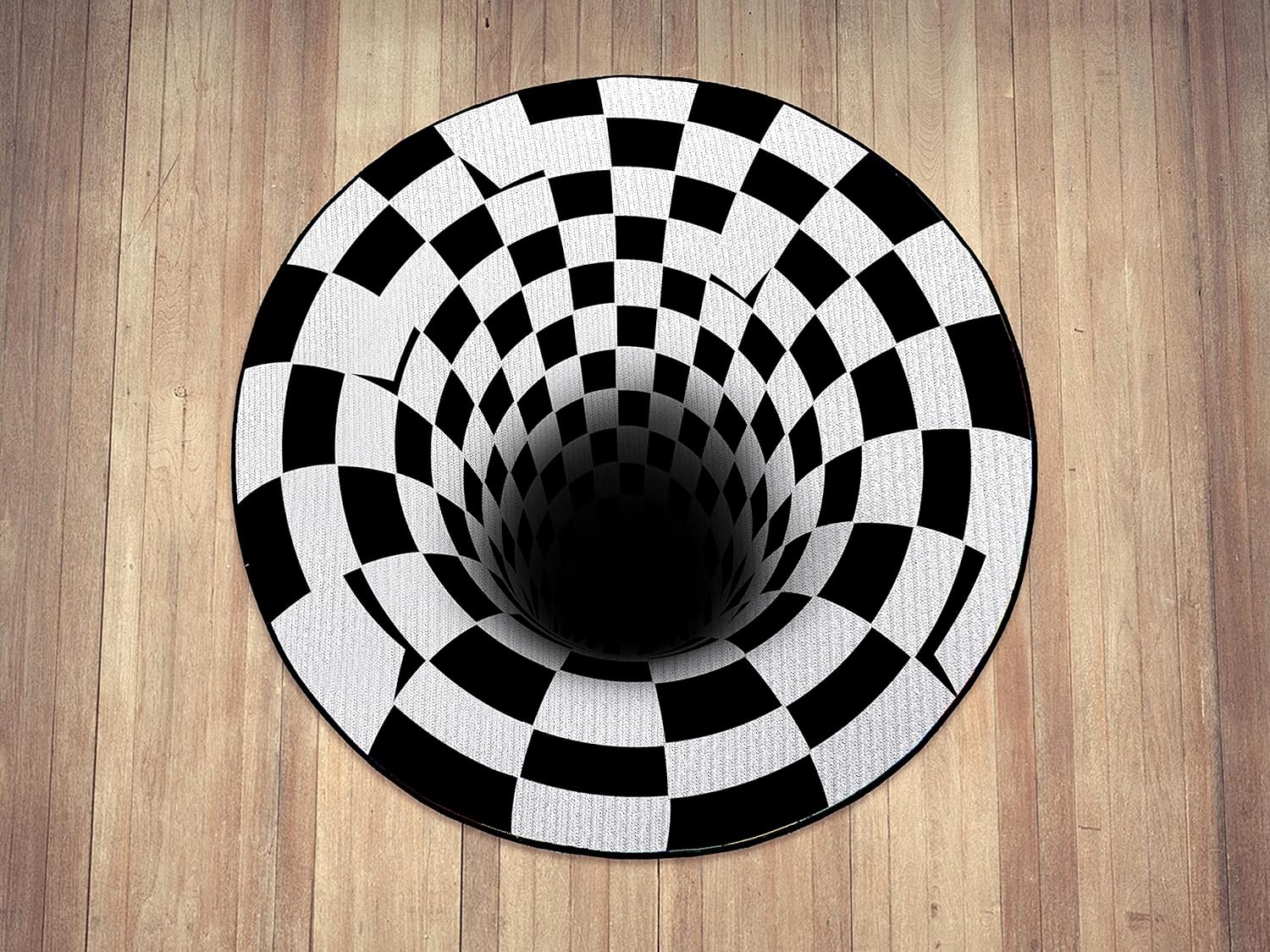 Somiso 3D Vortex Illusion Rug, New Black White Plaid Round Rugs 3D ...