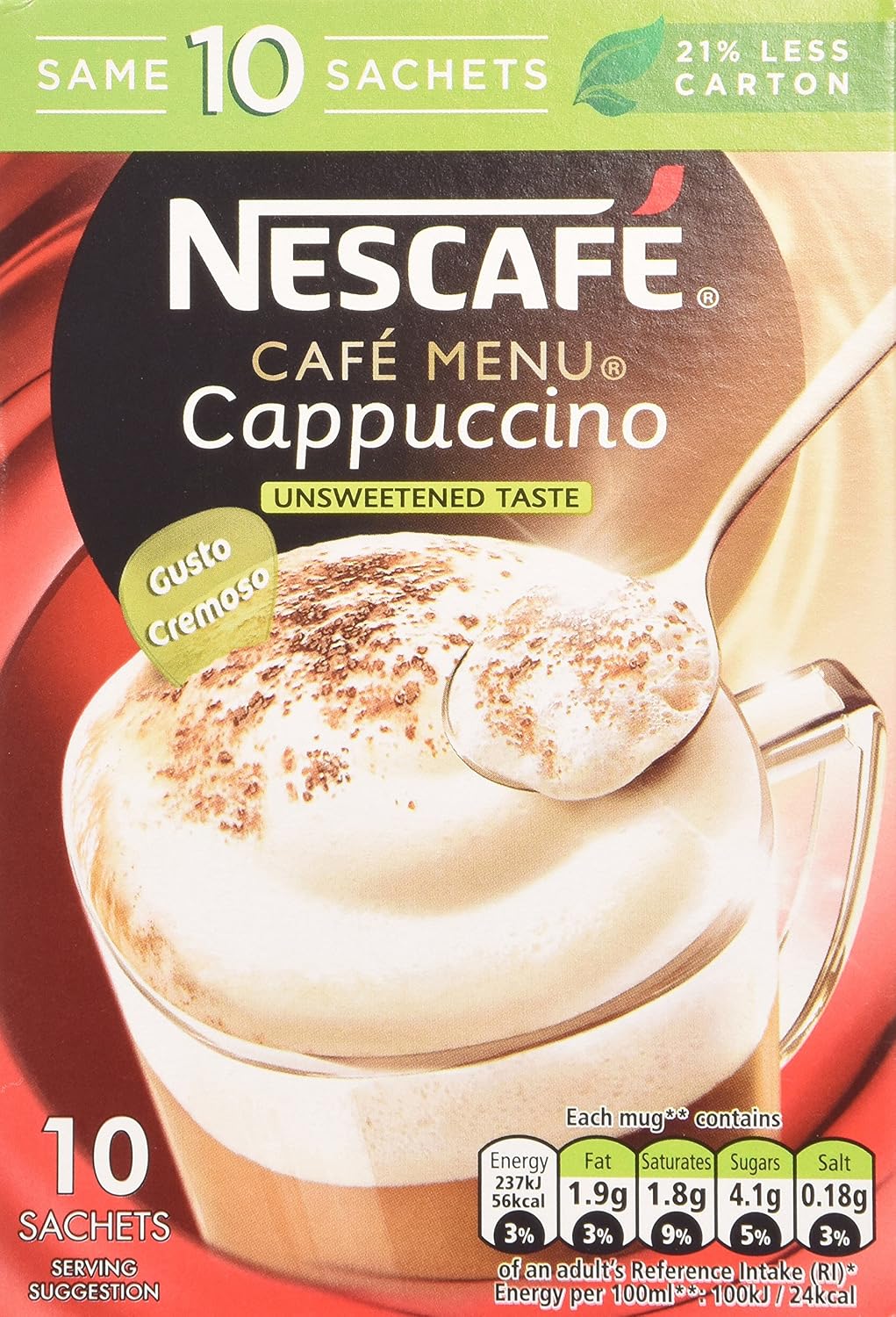 Nescafé - Cafe Menu - Cappuccino - Unsweetened - 142g : Amazon.ca ...