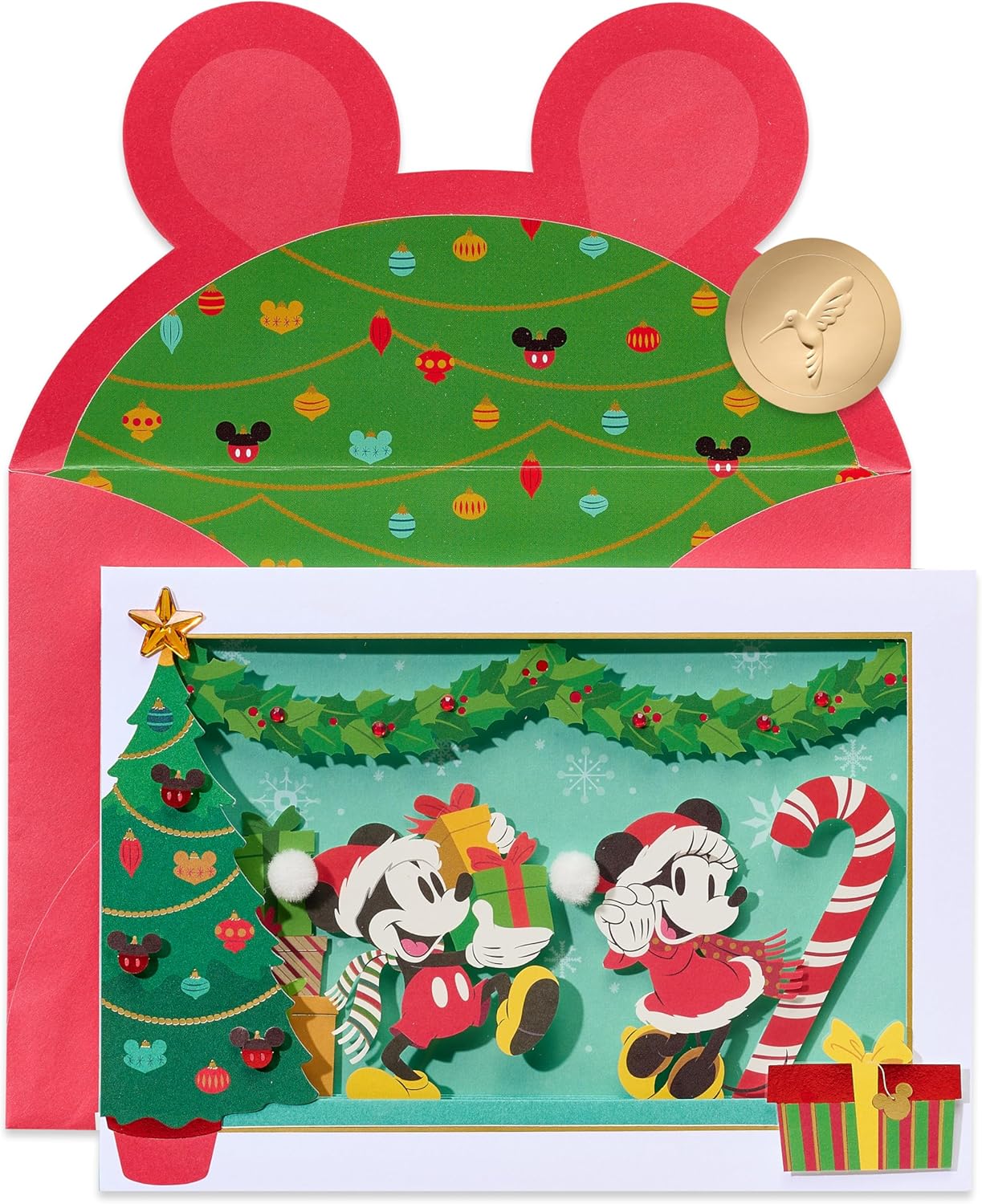 Amazon.com : Papyrus Disney Christmas Card, Mickey and Minnie Mouse ...