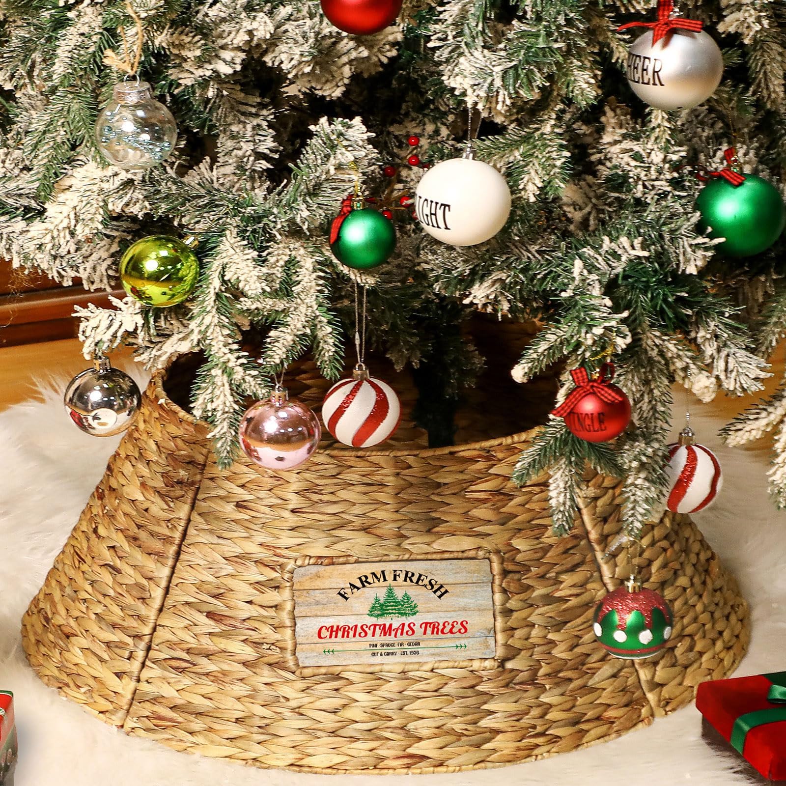 Amazon.com: Farmhouse Christmas Tree Collar - Rustic Holiday Decoration ...