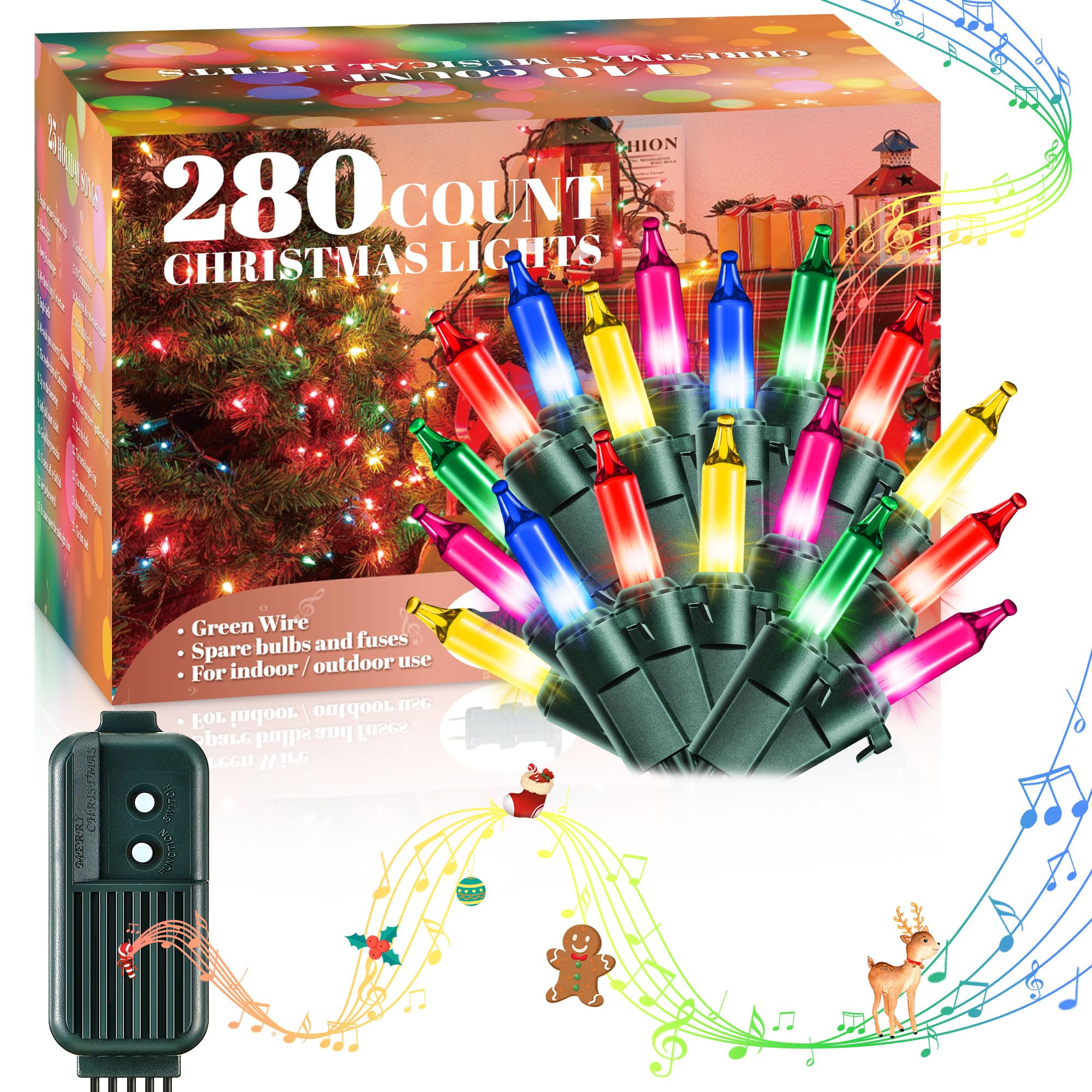 Amazon.com: Enhon Christmas Lights with Music, Singing Christmas Lights ...