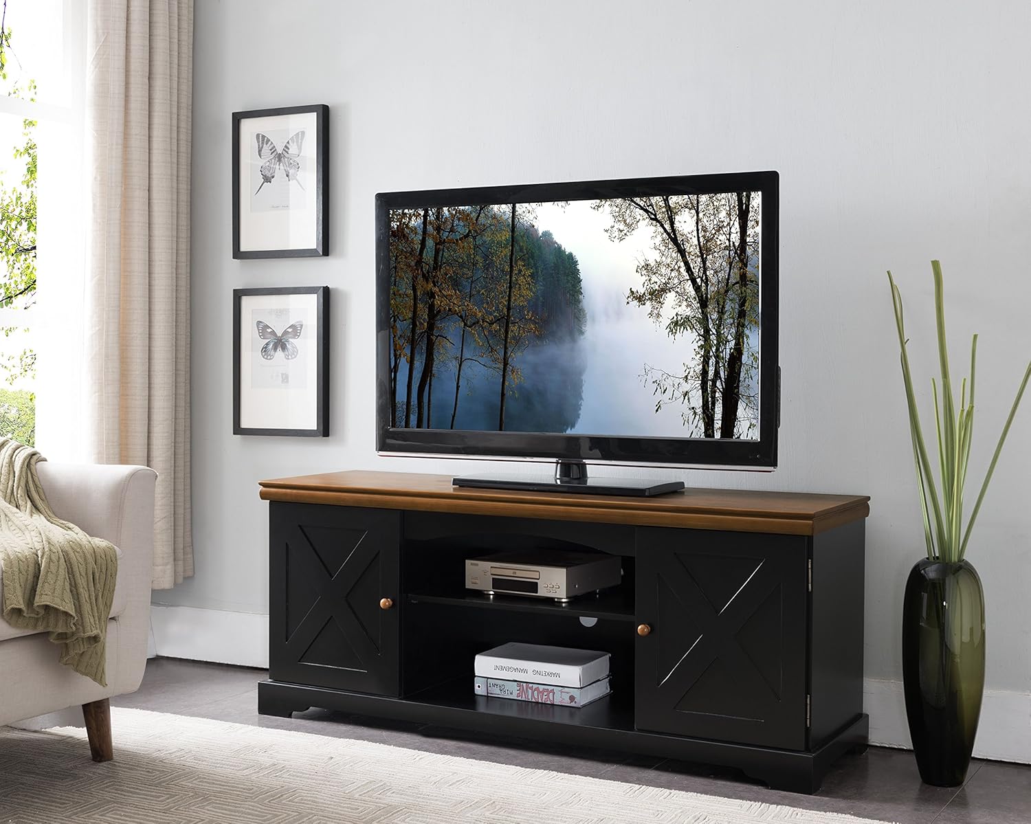 Amazon.com: Kings Brand Furniture - 54" Wood TV Stand Entertainment ...