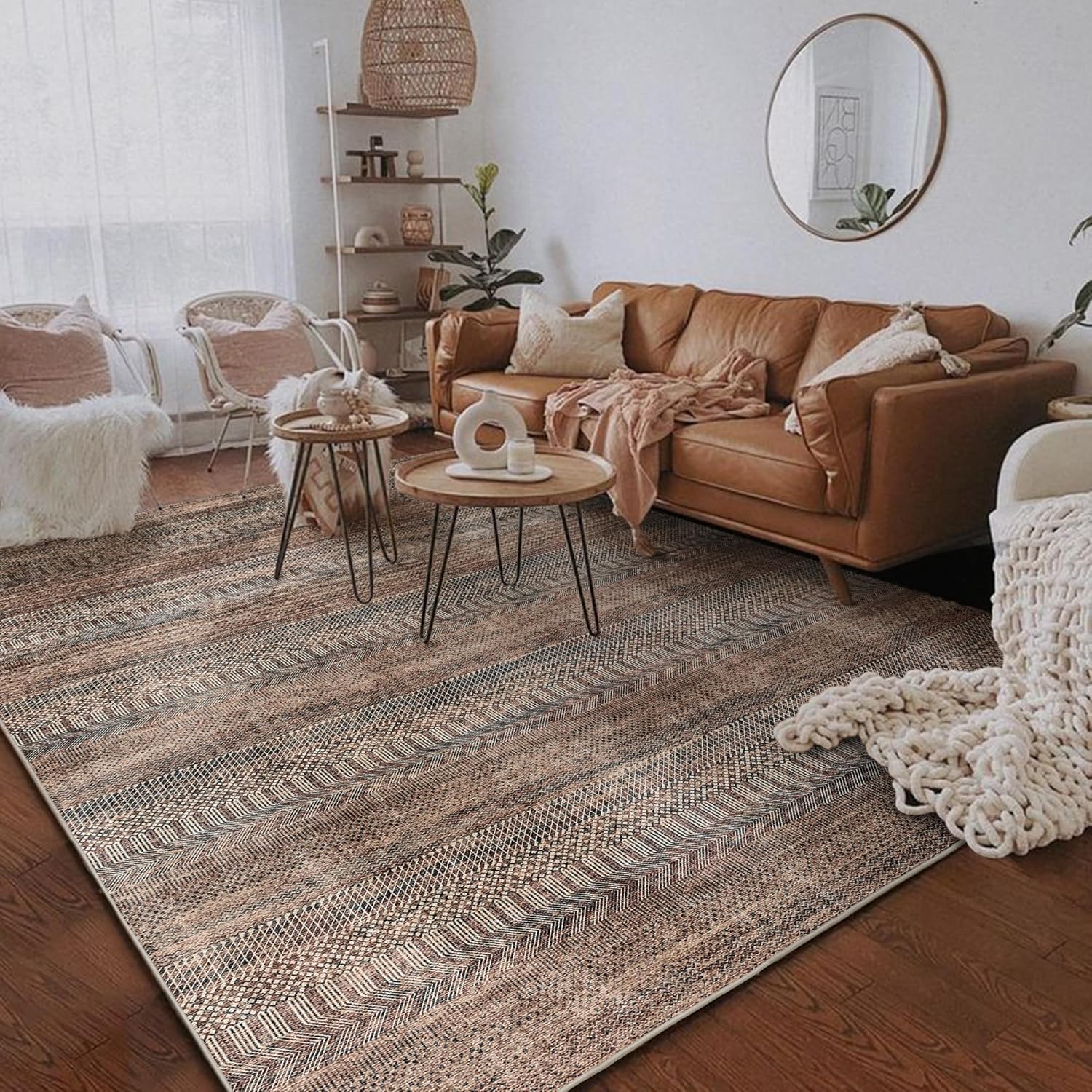 SONGLET 7x9 Area Rug -Washable Boho Rug for Living Room, Bedroom, or ...