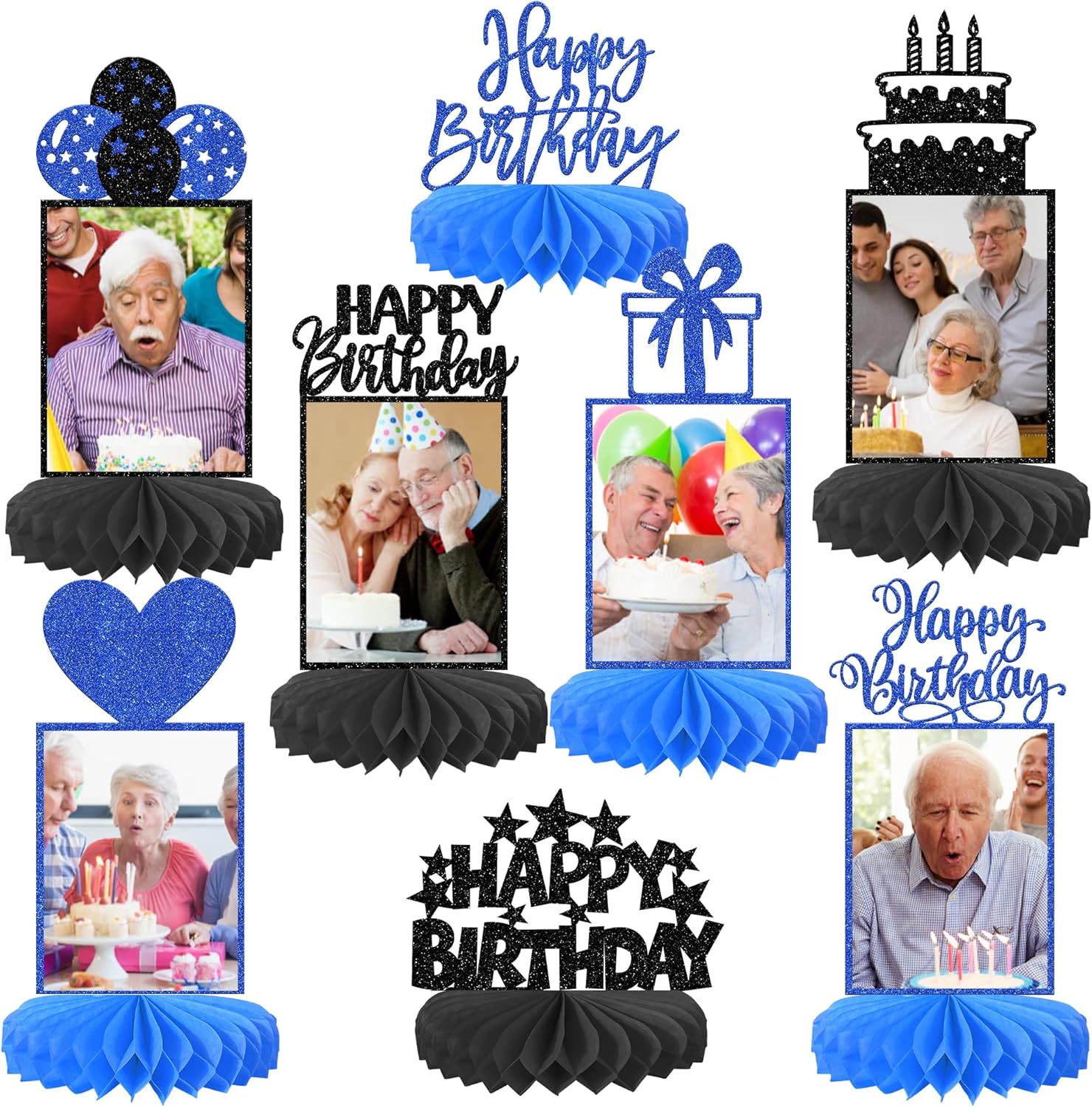 Amazon.com: 8 PCS Happy Birthday Honeycomb Table Centerpieces Glitter ...