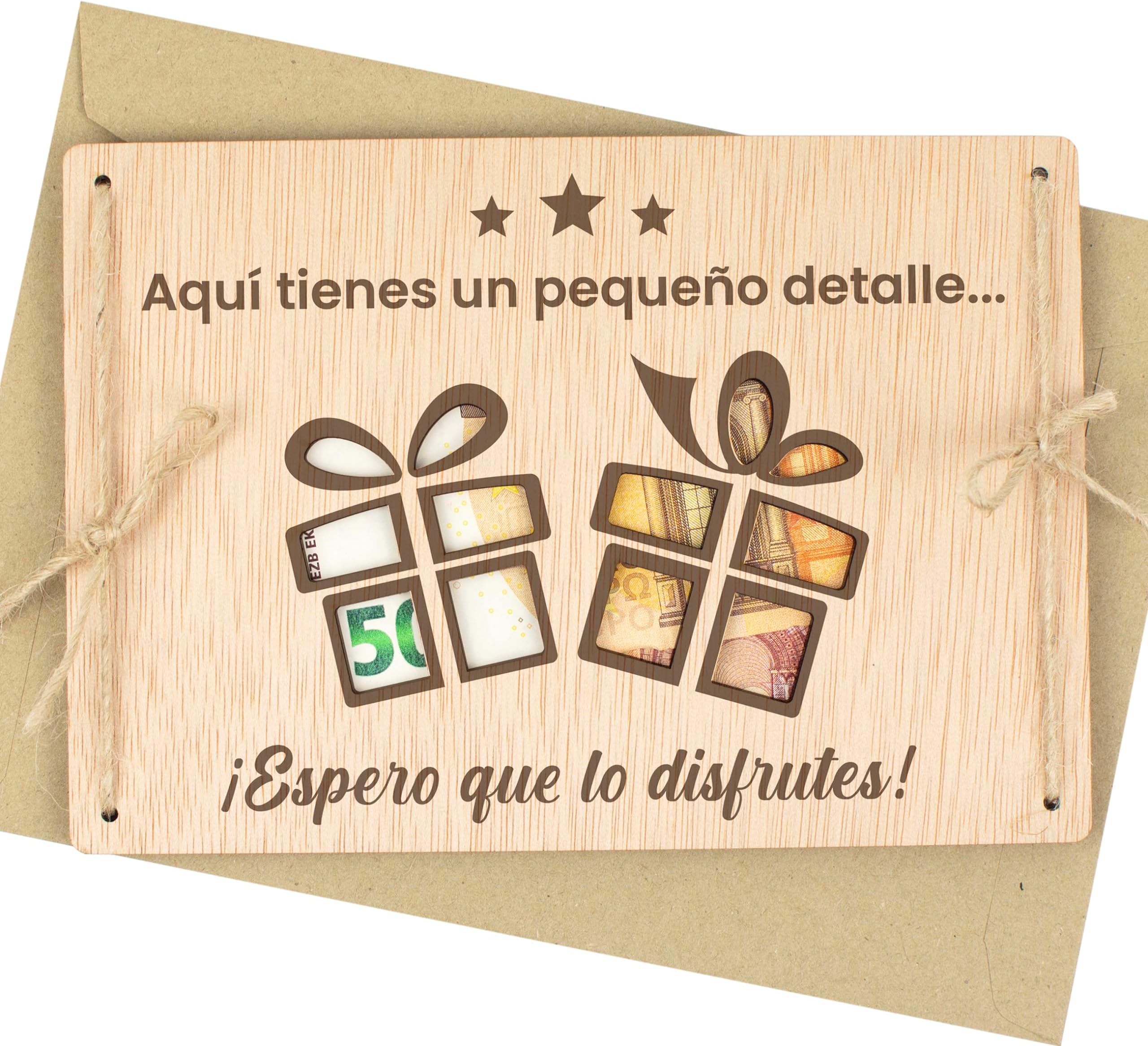 EQUIK PRODUCTS Tarjeta de felicitación de madera | Regalo dinero ...