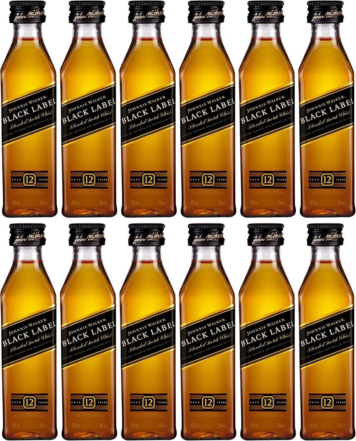 Johnnie Walker Black Label Blended Whisky 5cl Miniature - 12 Pack ...