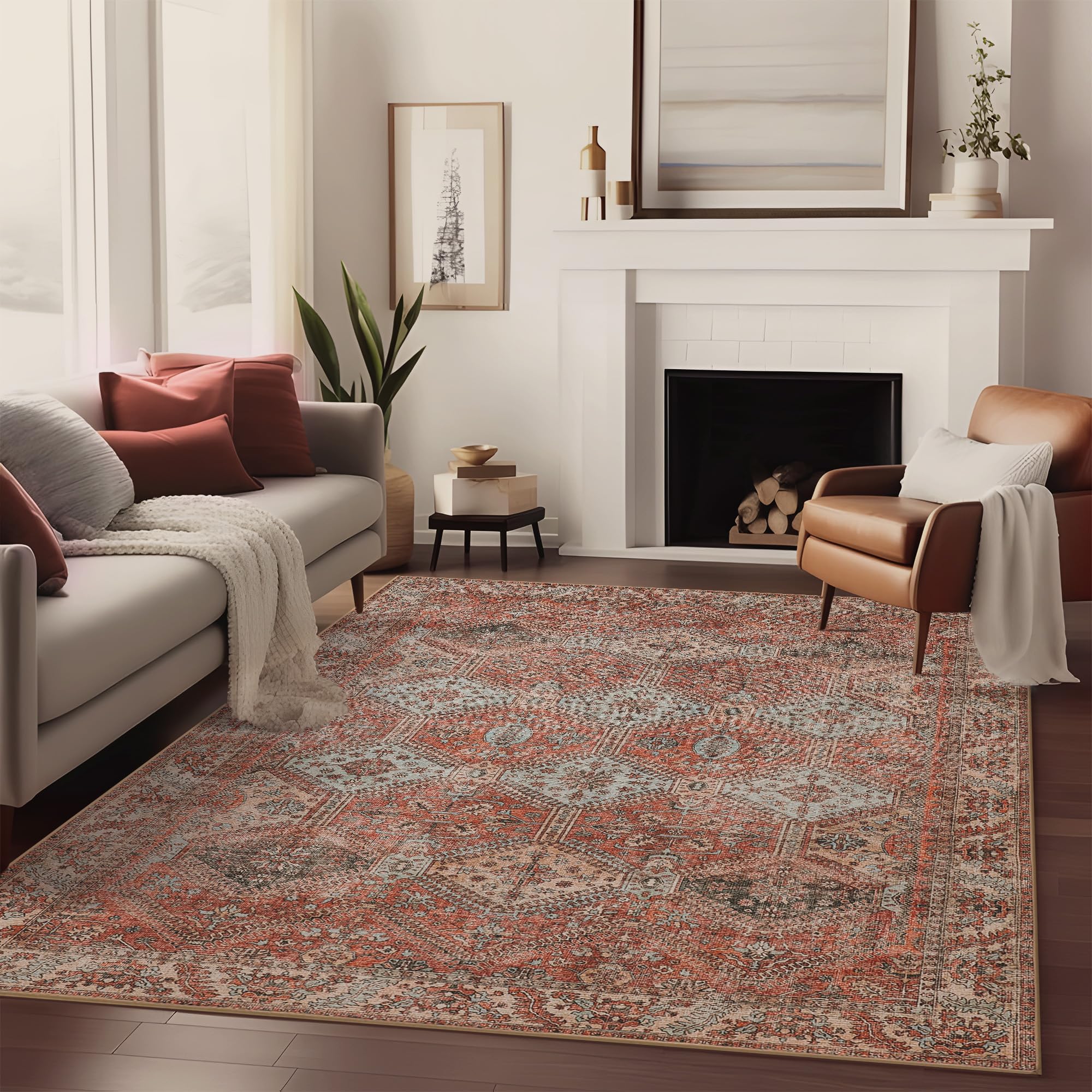 Amazon.com: Valenrug Washable Rug 5x7 - Ultra-Thin Antique Collection ...