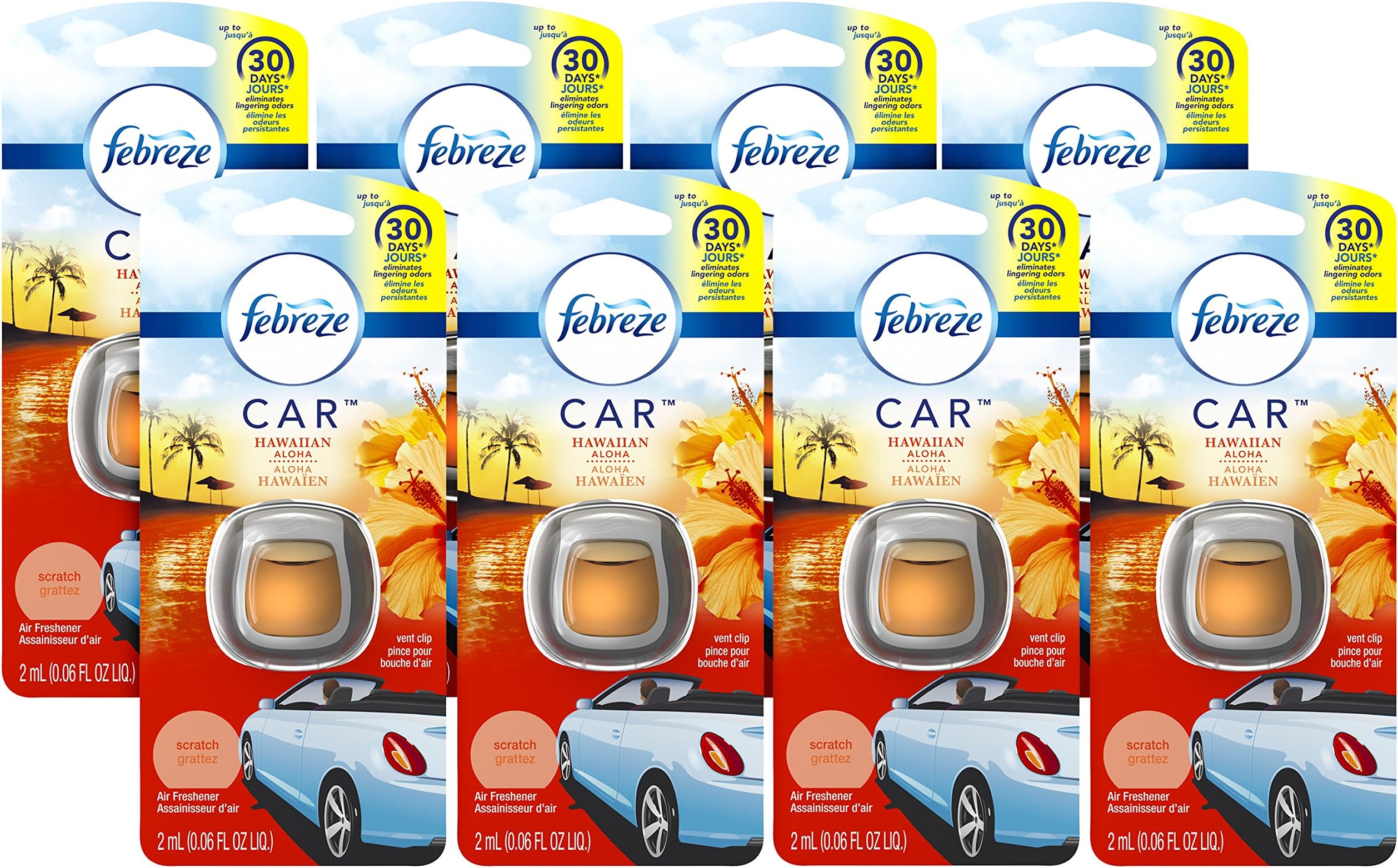 Amazon.com: Febreze Car Air Freshener, Set of 5 Clips, Gain Island ...