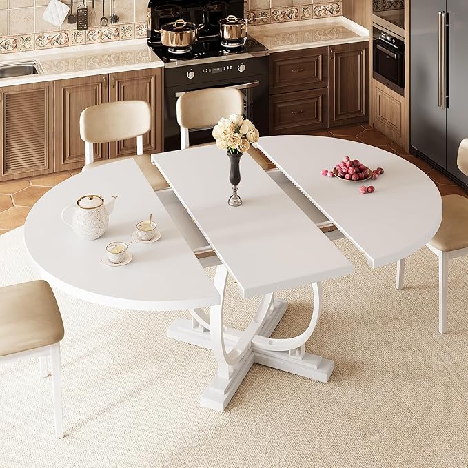 Amazon.com - iPormis 59'' Extendable Round Dining Table for 4 to 6 ...
