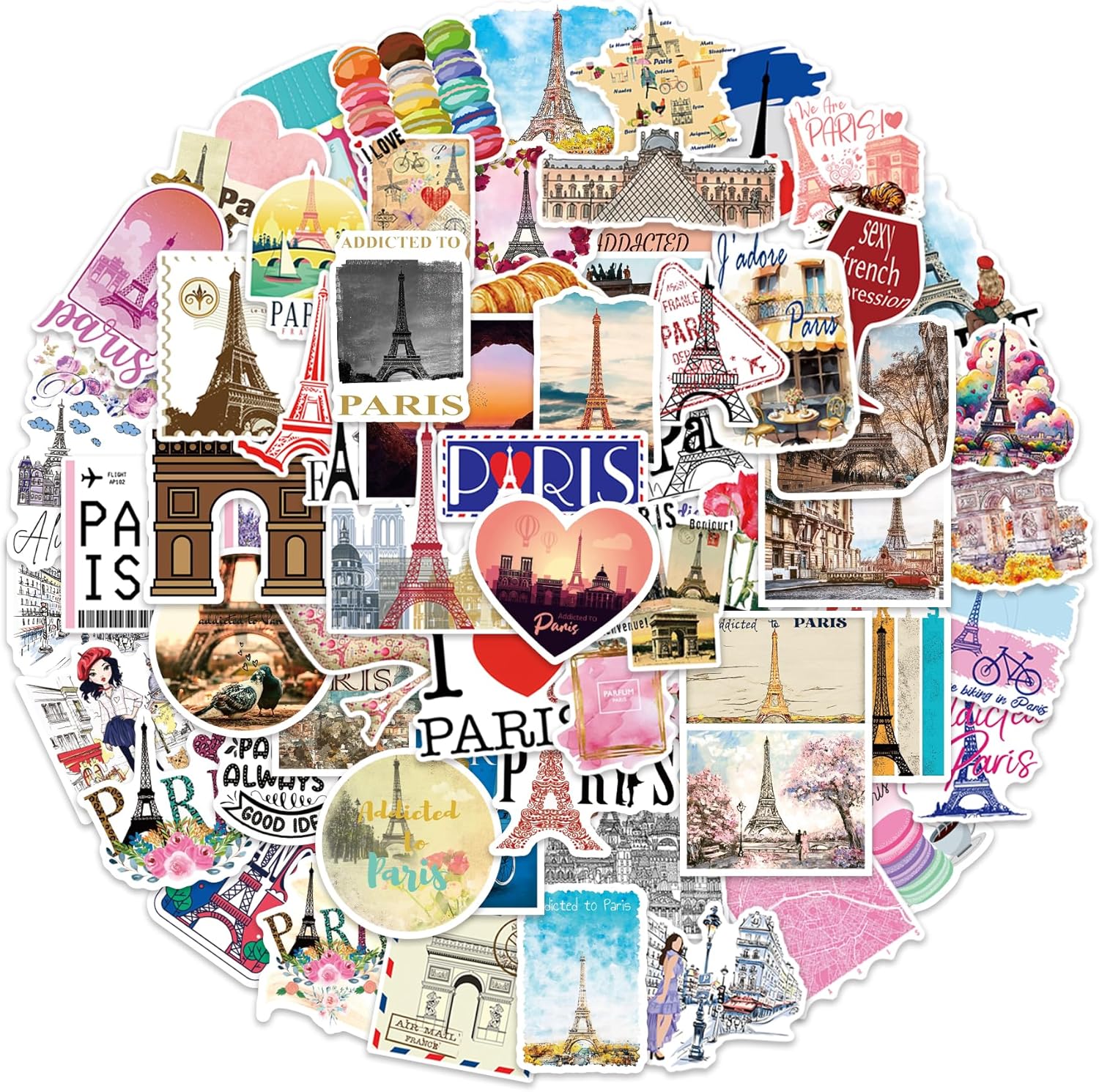 Amazon.com: Leisitator 100 PCS Paris Stickers - Waterproof Vinyl Paris ...