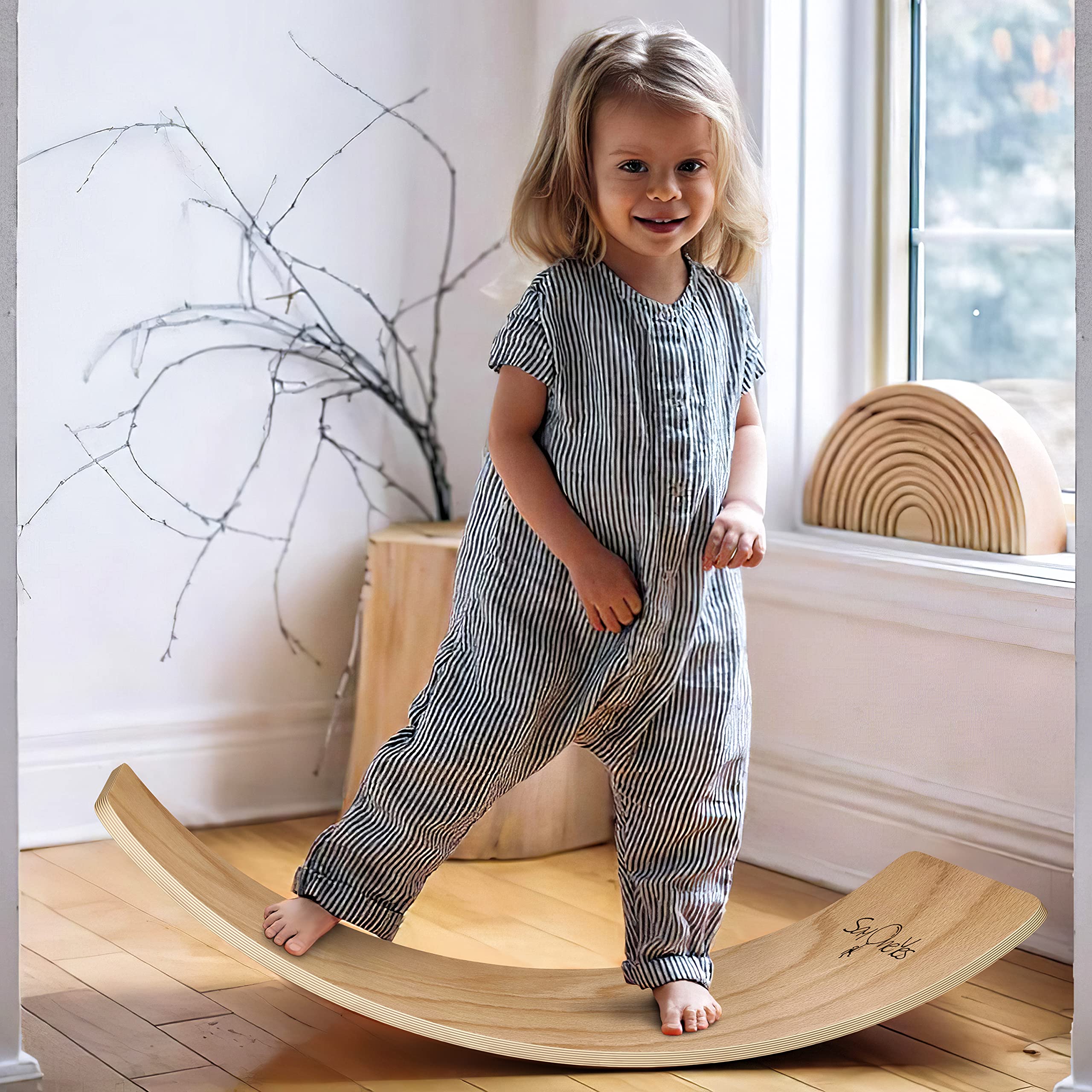 Snapklik.com : Sayoneyes Wooden Wobble Balance Board - Enhance Balance ...