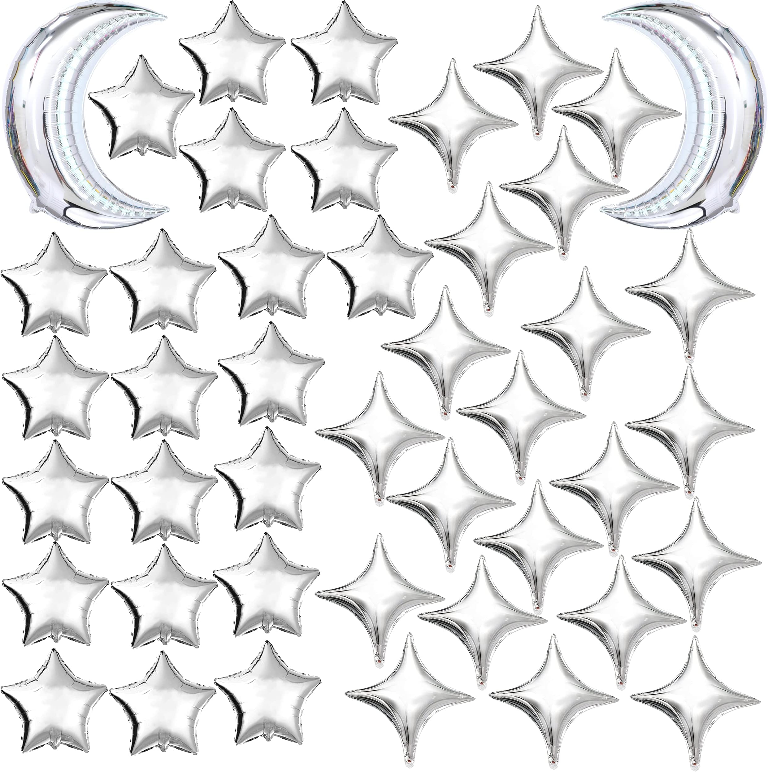 Amazon.com: AnnoDeel 11 pcs Star Mylar Balloons, 30inch Big Blue Moon ...