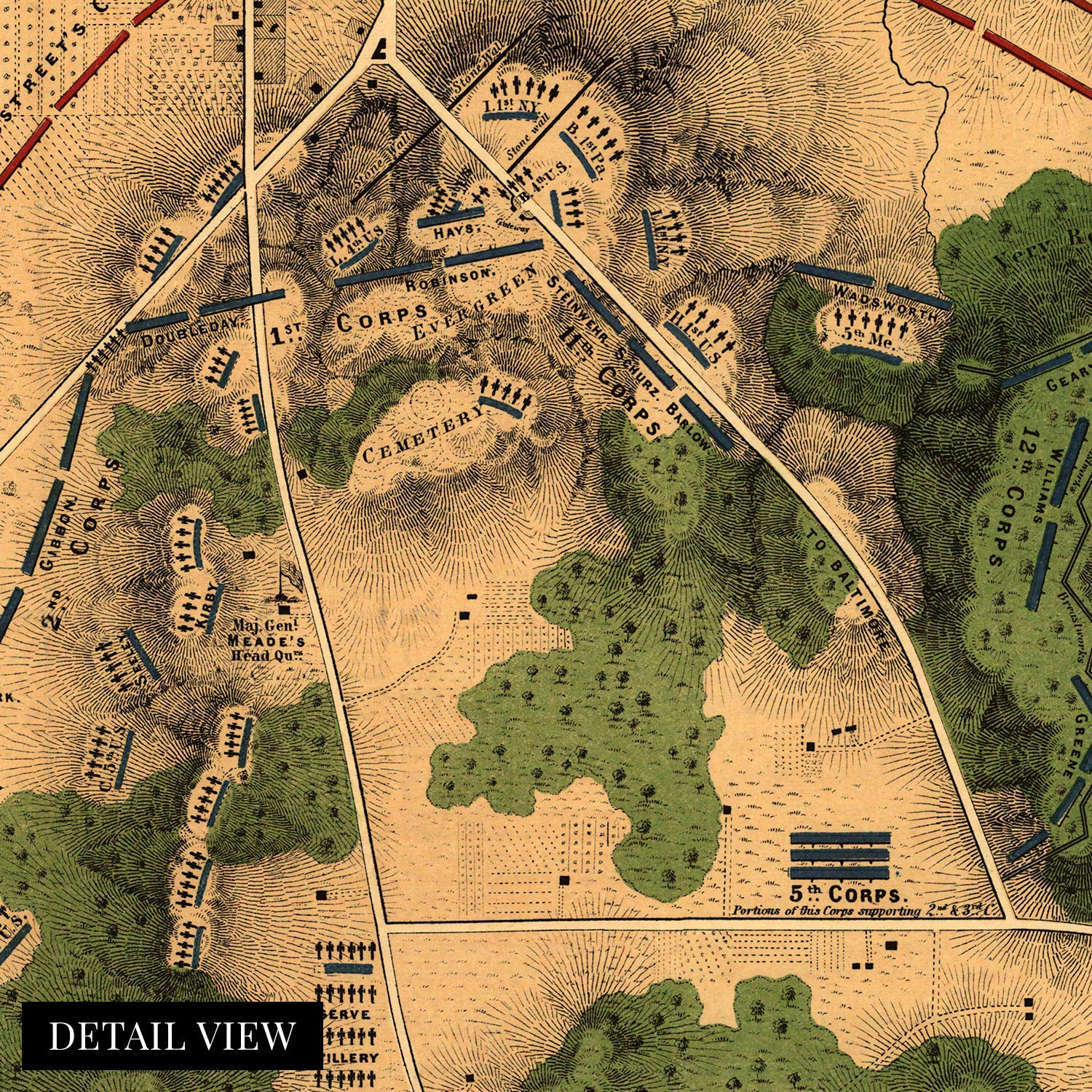 Snapklik.com : HISTORIX Vintage 1863 Map Of The Battle Of Gettysburg ...