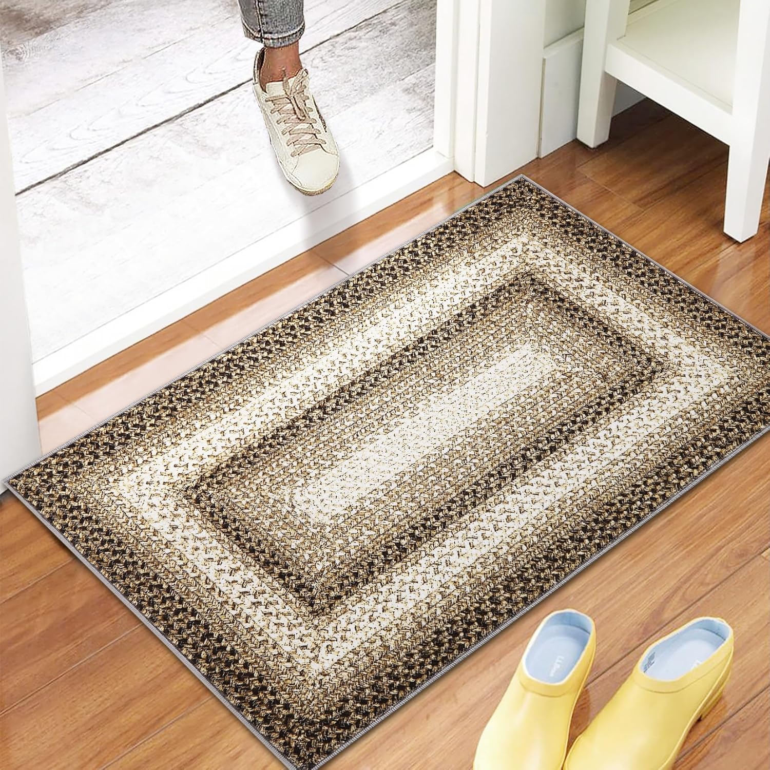 Amazon.com: Zacoo Modern Rug 2x3 Rug Washable Rugs Bordered Design Door ...