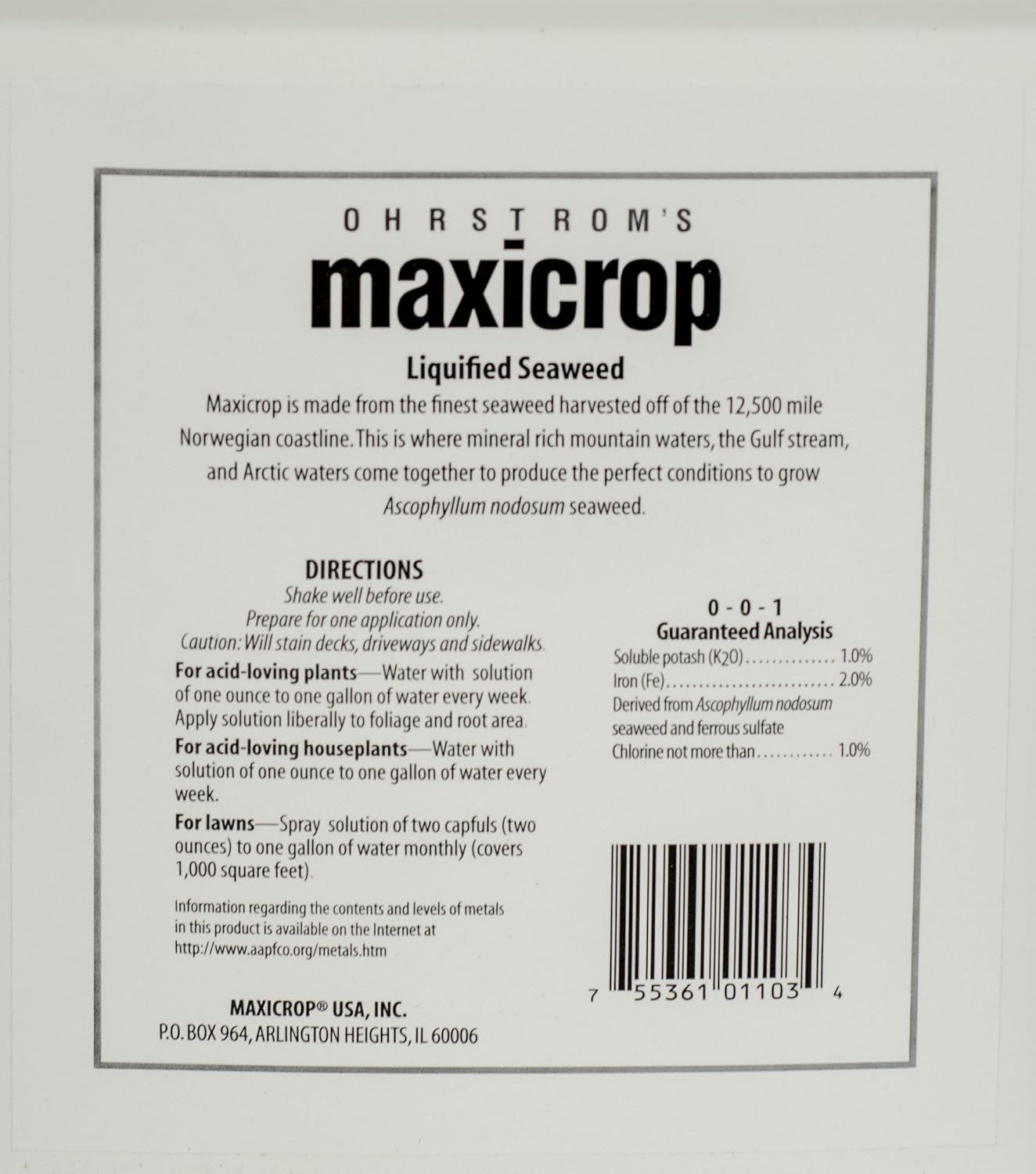 Maxicrop 2002 – Fertilizante de hierro para algas líquidas, 1 galón ...
