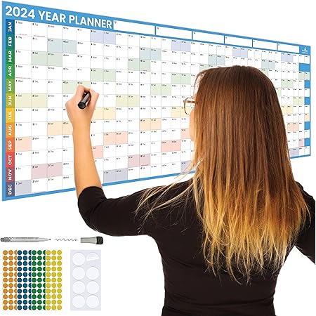 2024 Wall Planner Set 118x42cm Thick Rolled Laminated Wall Calendar Dry ...