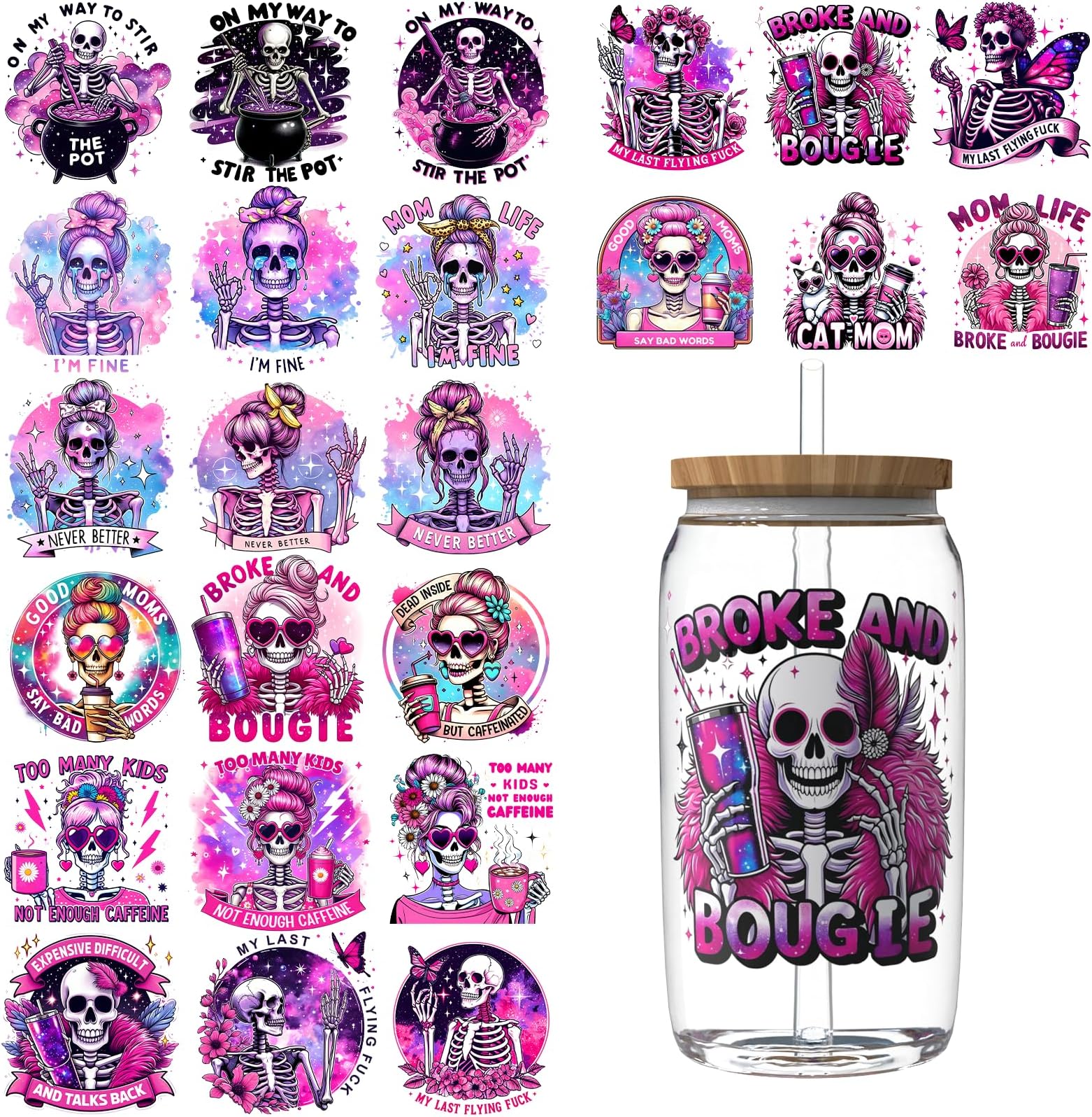 Amazon.com: UV DTF Glass Transfer Stickers, 6 Horror Theme Glass Craft ...