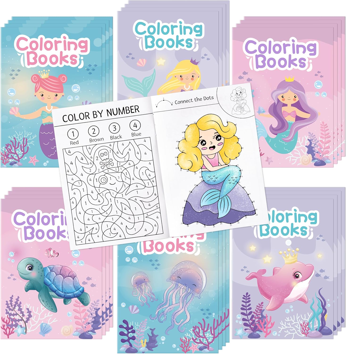 Amazon.com: ANGOLIO 24Pcs Mermaid Ocean Coloring Books for Kids in Bulk ...