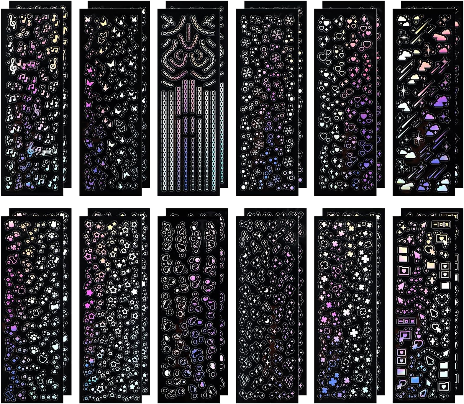 Amazon.com: 12 Sheets Holographic Deco Stickers Kpop Korean Stickers ...