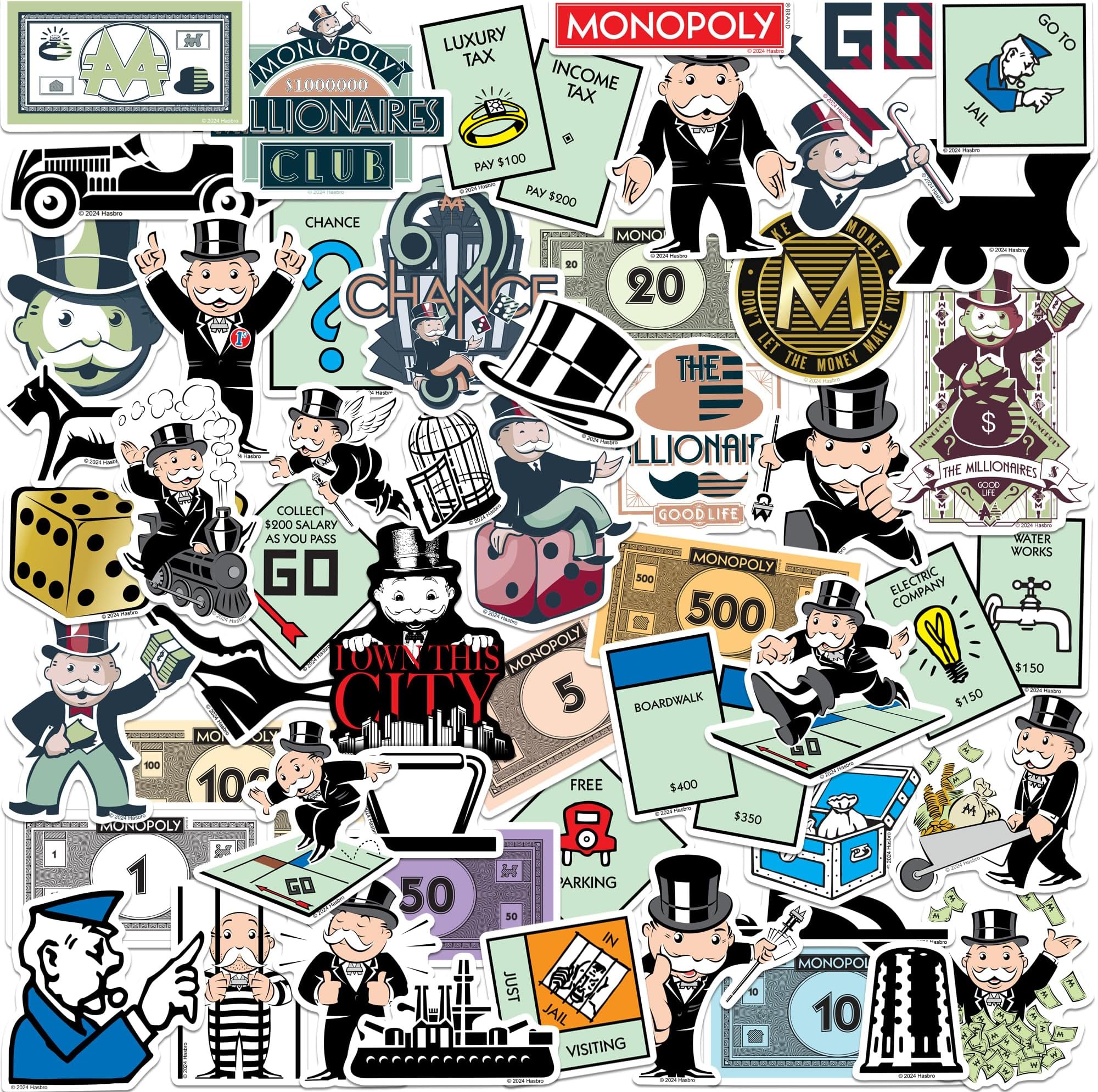 Amazon.com: Monopoly 50ct Vinyl Large Deluxe Stickers Variety Pack ...