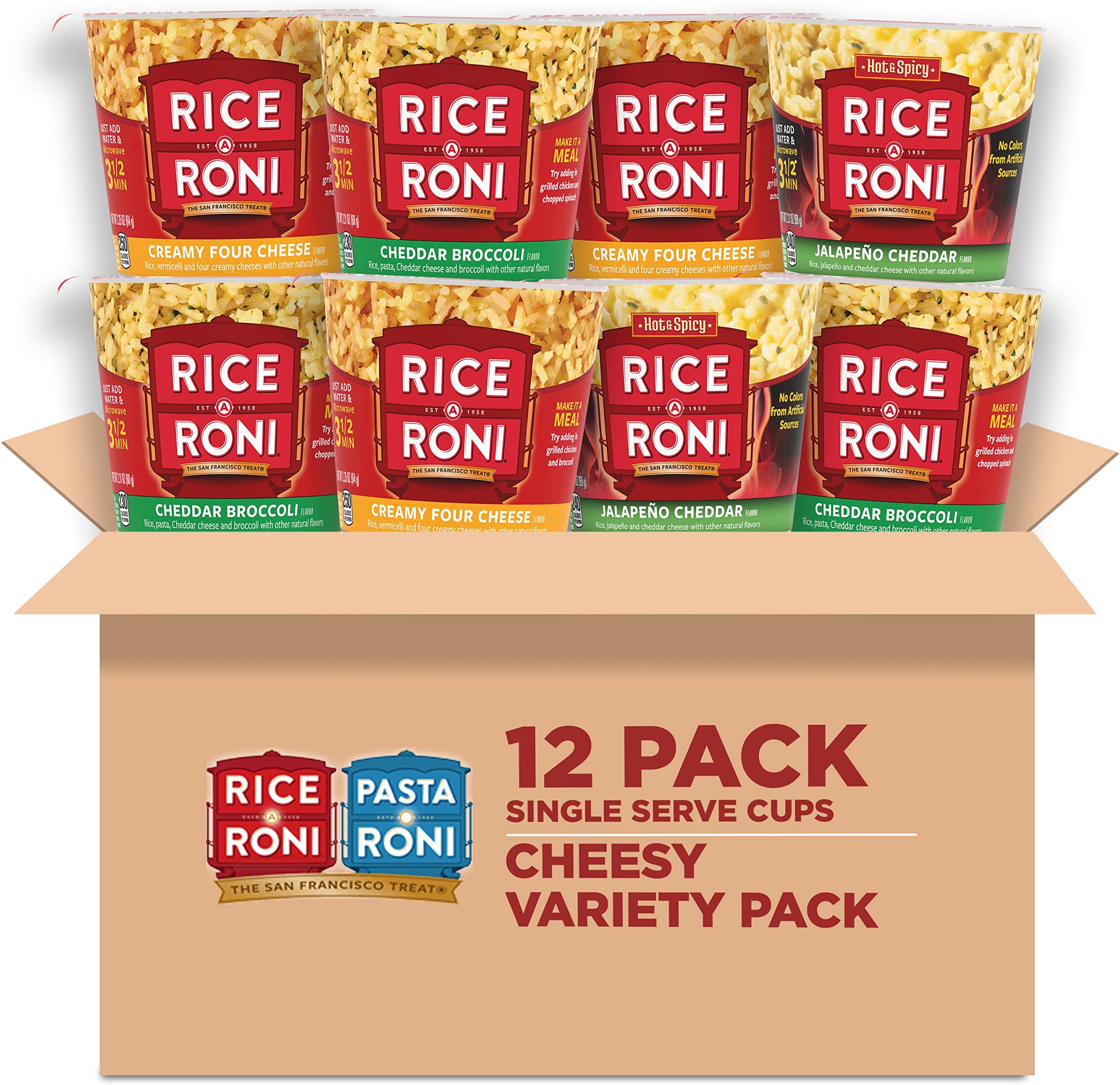 Amazon.com : Rice-a-Roni Cheesy Cups, 3-Flavor Variety Pack, 2.25 Oz ...