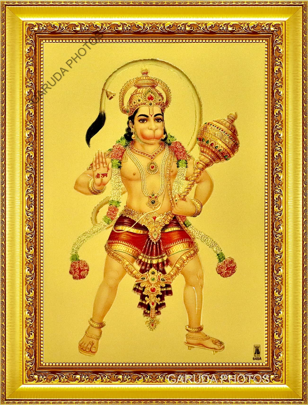Garuda Photos : GOLD FOIL God hanuman with gada in left hand ; hanuman ...