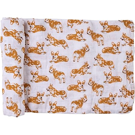 Amazon.com: Mud Pie Baby Dog Breed Swaddle Blanket, Corgi, 47" x 47 ...