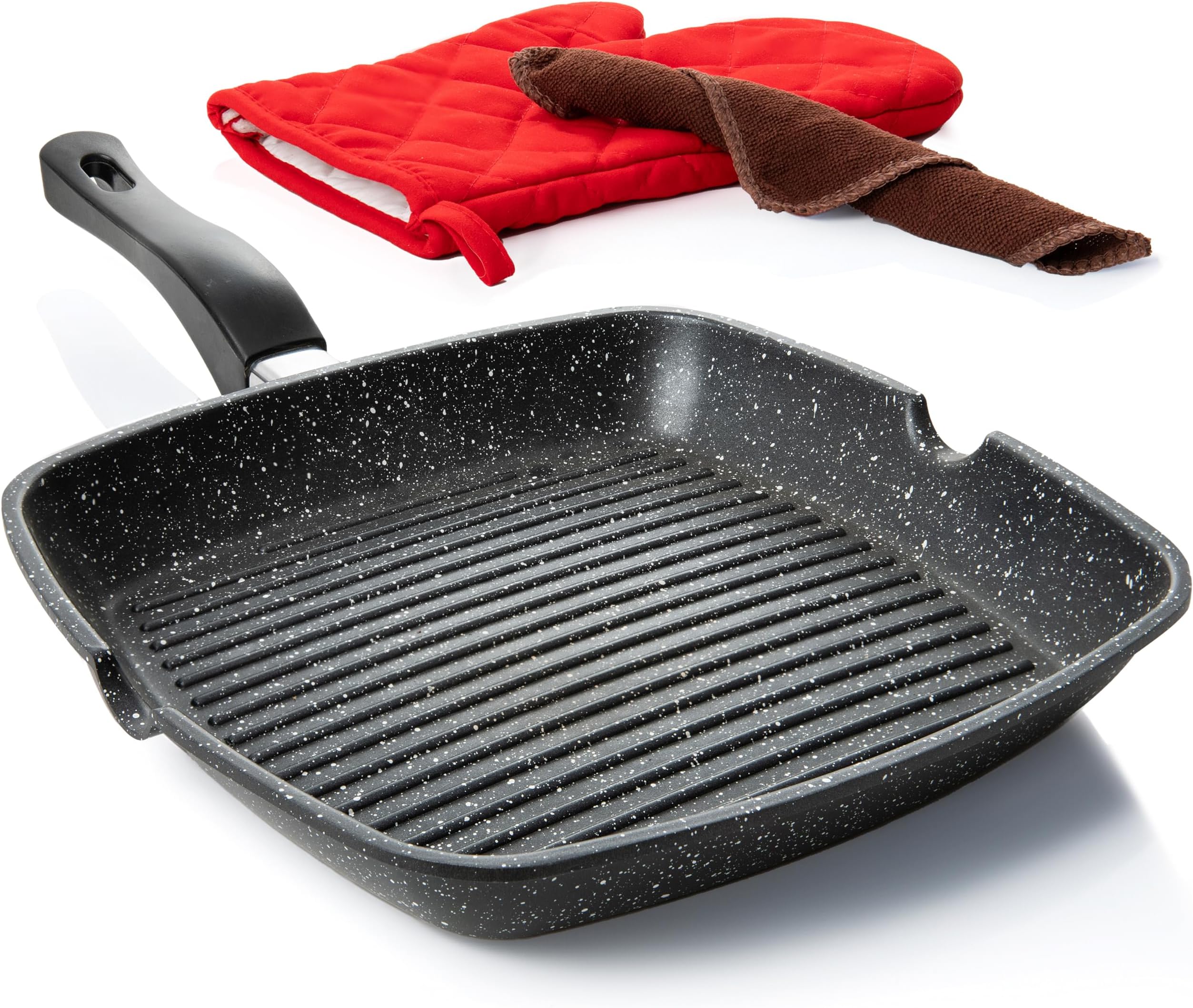 Amazon.com: Moss & Stone Aluminum Nonstick Grill Pan for Stove Tops ...