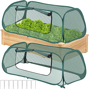 Amazon.com: 2Pack Garden Covers for Raised Beds, Pop Up Mesh Plant Covers for Outdoors, 30% ...