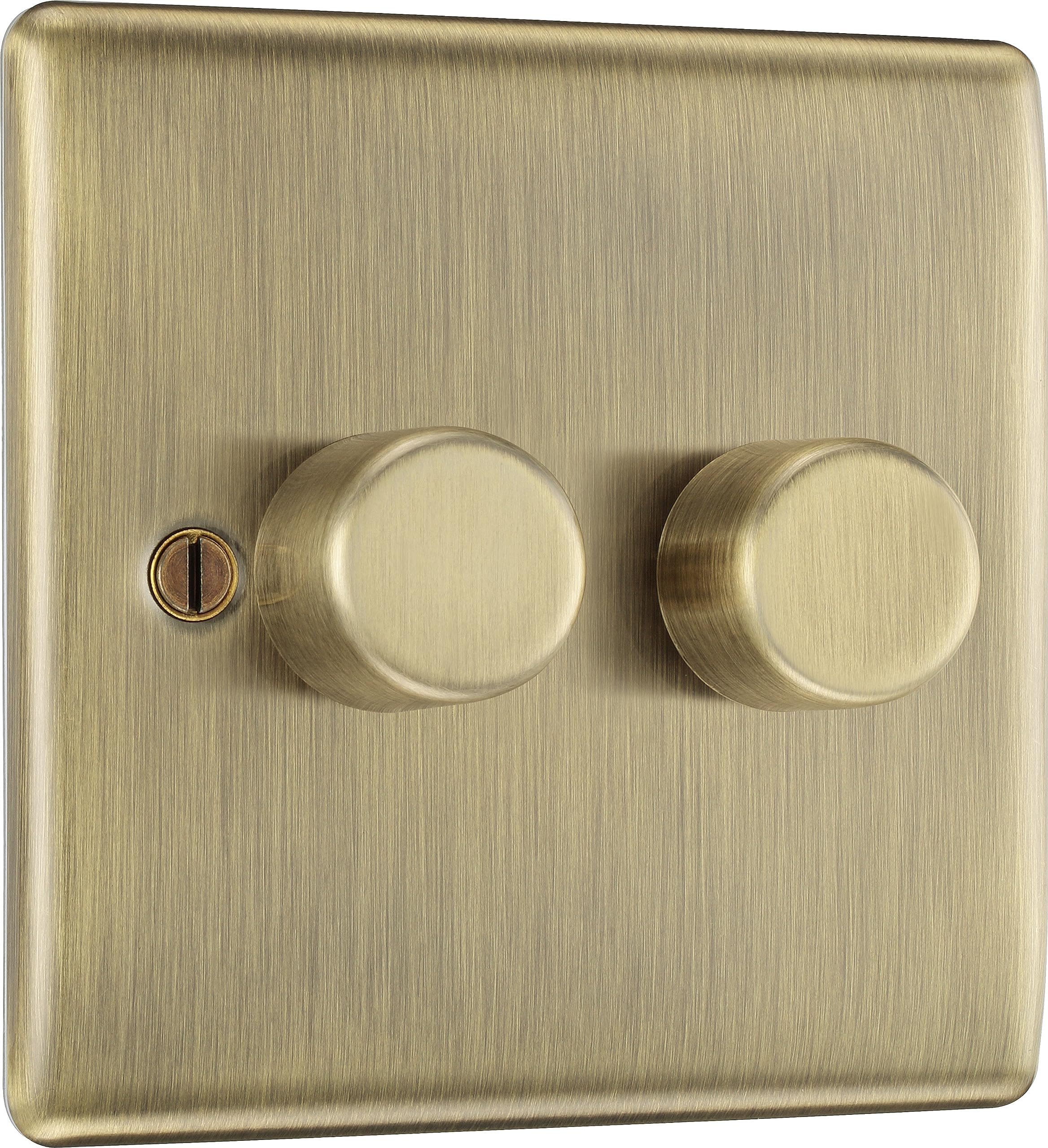Light Dimmer Switch 2 Gang - Push On/Off 400W - Polished Brass ...