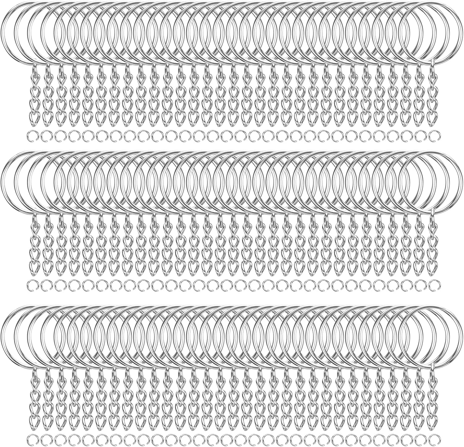 Amazon.com: HAUTOCO 100pcs Keychain Rings with Chain and Jump Rings, 1 ...