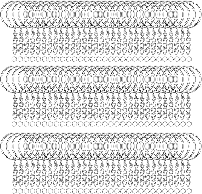 Amazon.com: HAUTOCO 100pcs Keychain Rings with Chain and Jump Rings, 1 ...